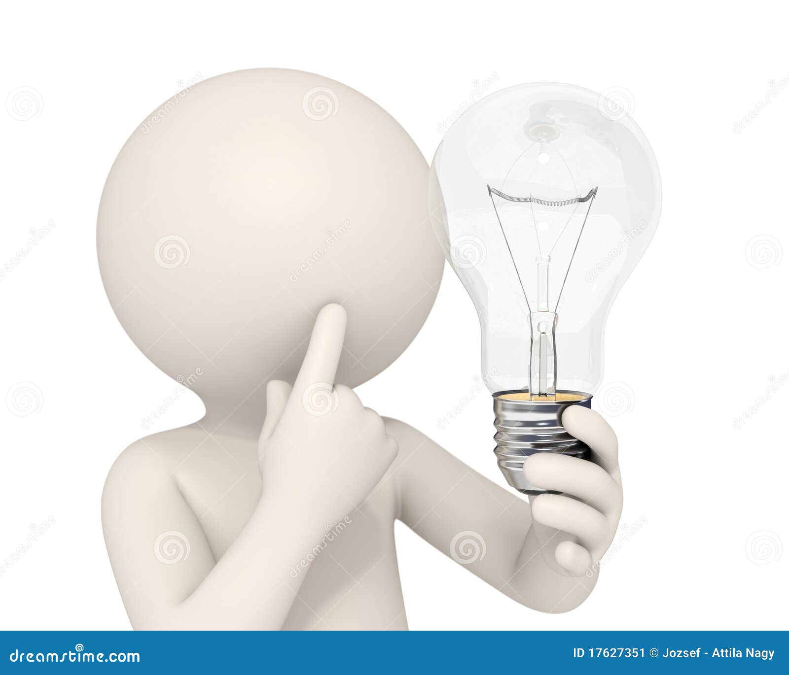 3d man - Bulb idea stock illustration. Illustration of human - 17627351