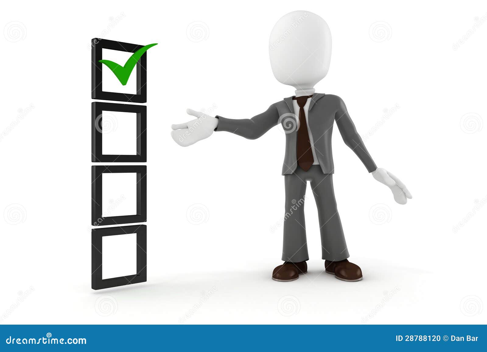 3d Man Business Man and Check List Stock Illustration - Illustration of ...