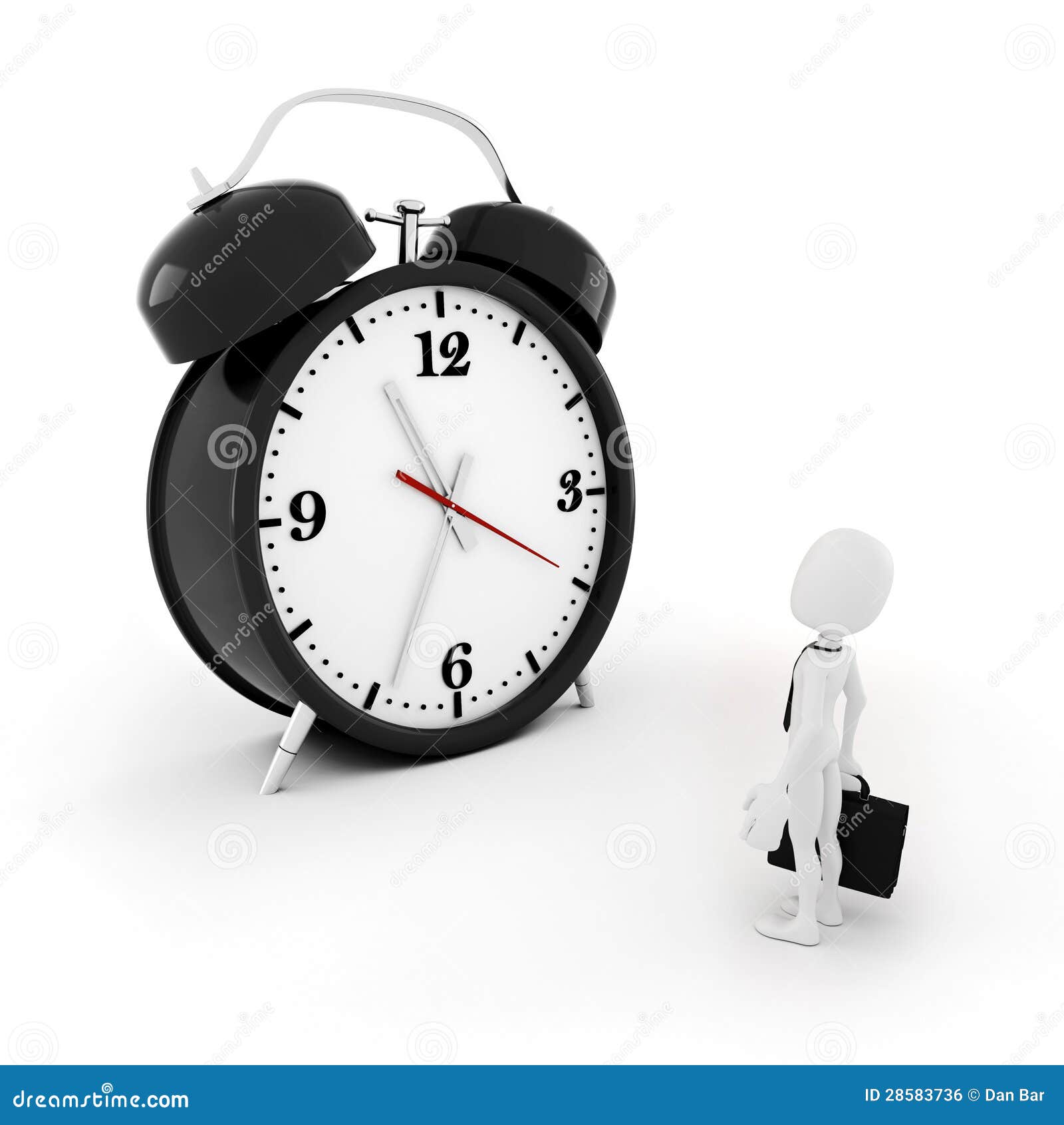 3d Man Businessman and an Alarm Clock Stock Illustration - Illustration ...