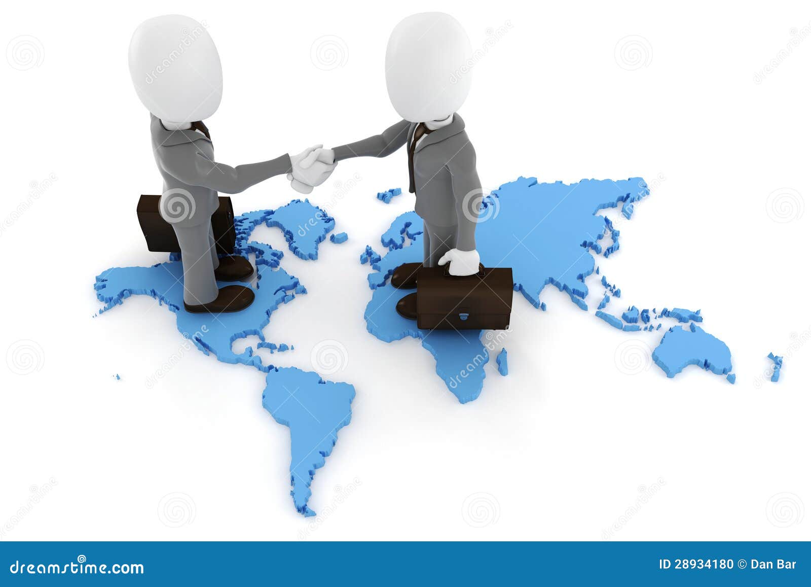 3d Man Businessman Global Partnership Stock Illustration - Illustration ...