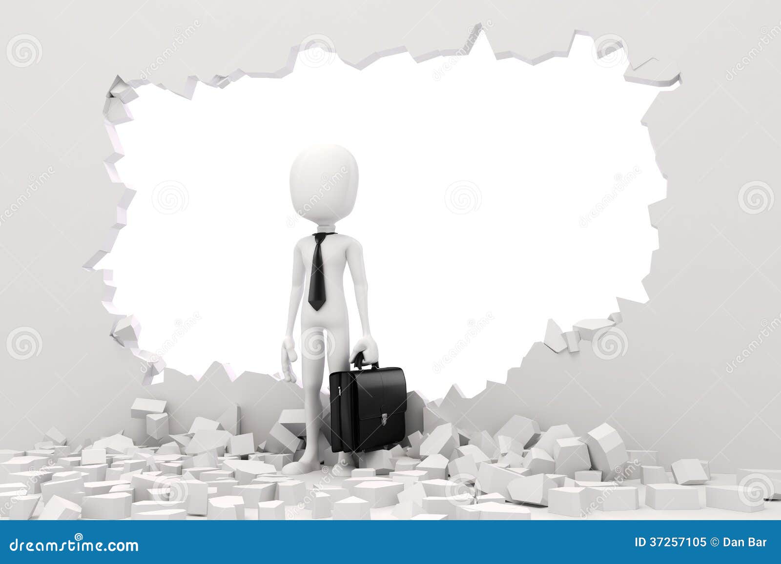 3d Man Businessman Going through a Wall Stock Illustration ...
