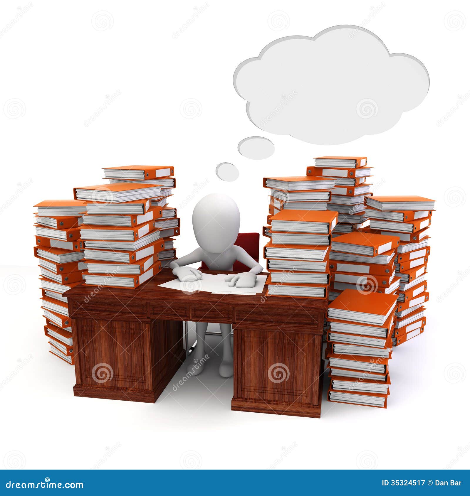 3d Man Businessman and a Lot of Work Stock Illustration - Illustration ...