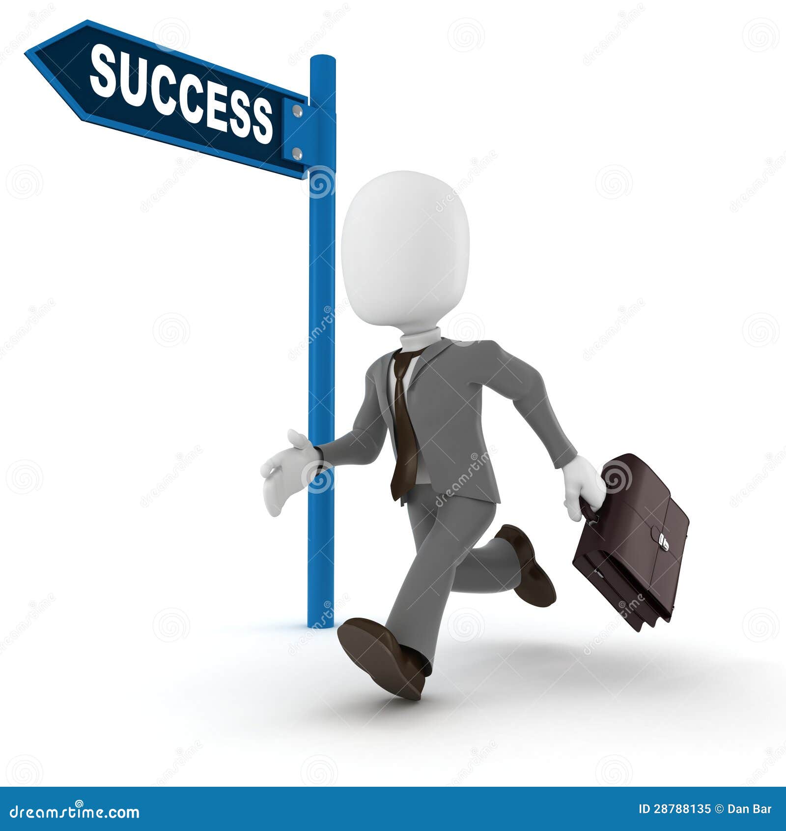 3d Man Businessman Running To Success Stock Illustration - Illustration ...
