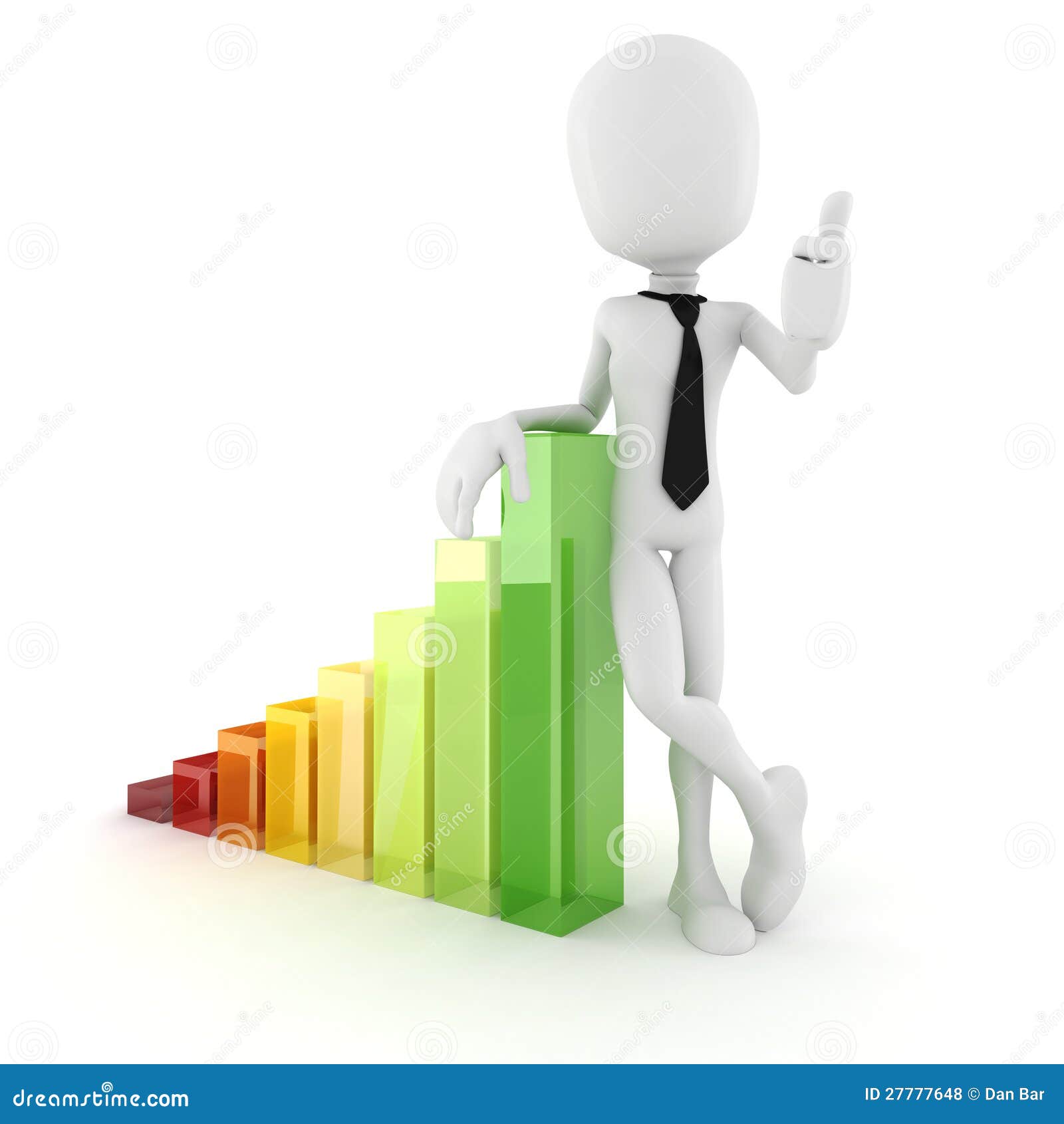 3d Man Businessman Standing Near a Trend Graph Stock Illustration ...