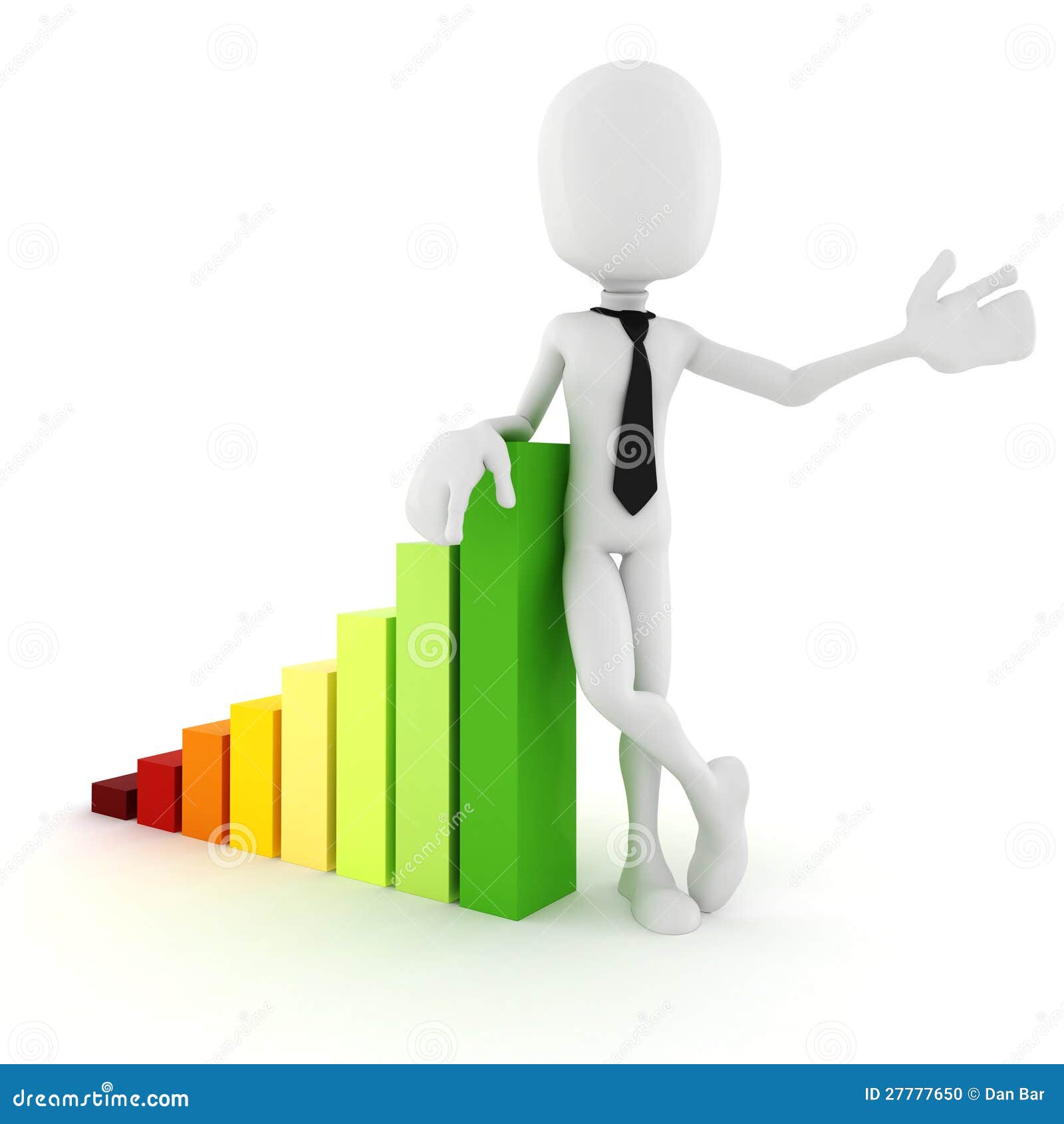 3d Man Businessman Standing Near a Trend Graph Stock Illustration ...