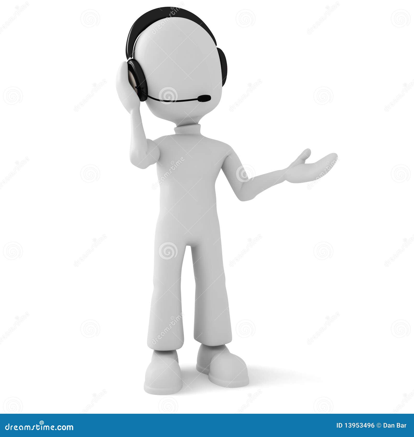 Call Center Operator. Cartoon Character With Headset At The Desk ...