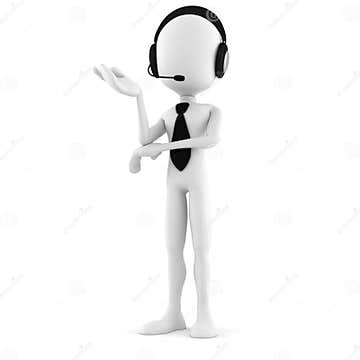 3d Man Call Center Offering Support Stock Illustration - Illustration ...