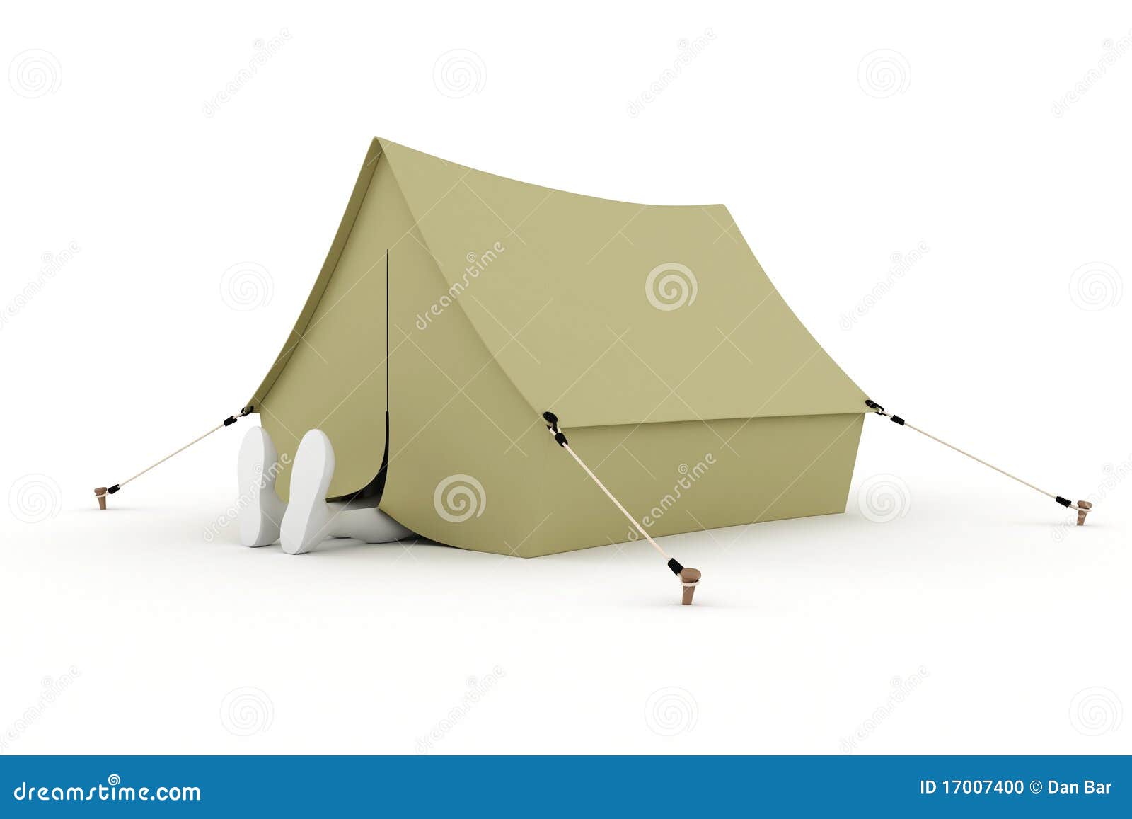 3d Man Camper, Sleeping in a Tent Stock Illustration - Illustration of ...