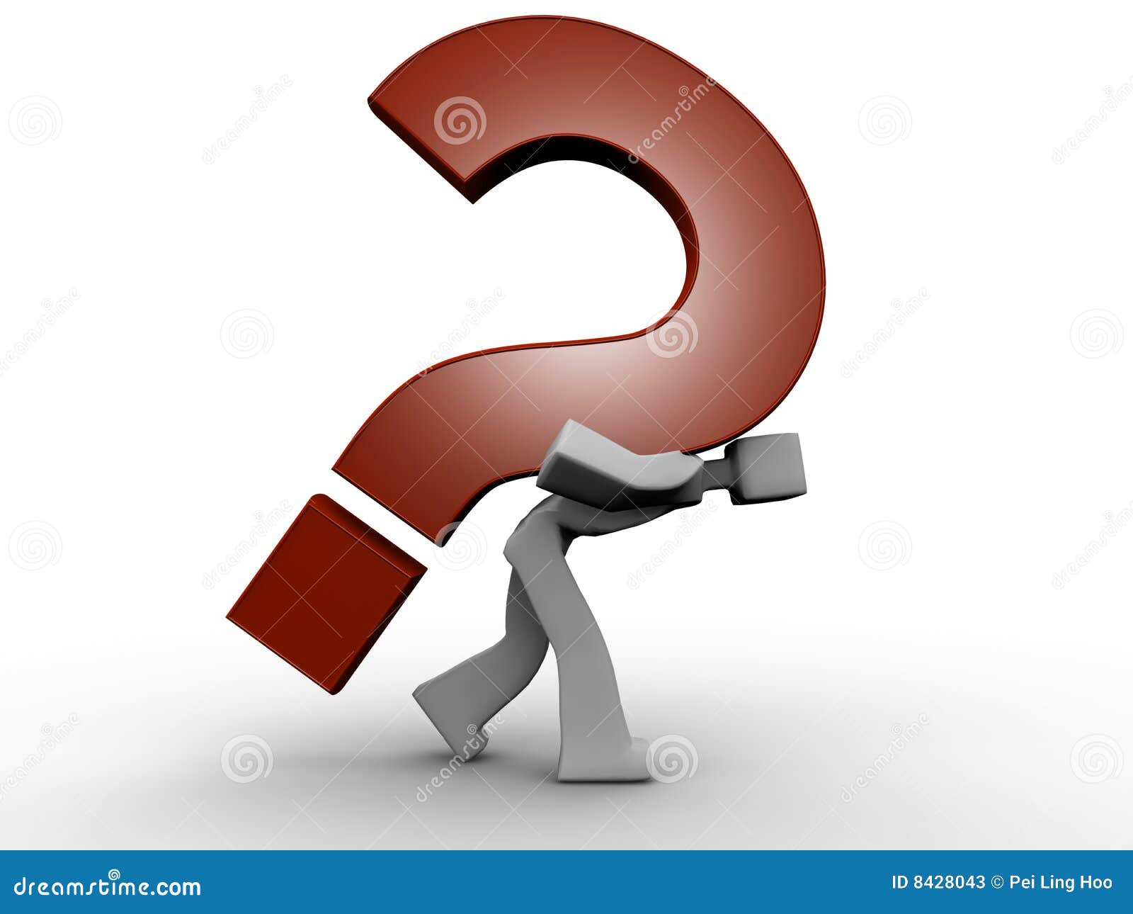 3d Man Carrying a Heavy Question Mark Stock Illustration - Illustration ...