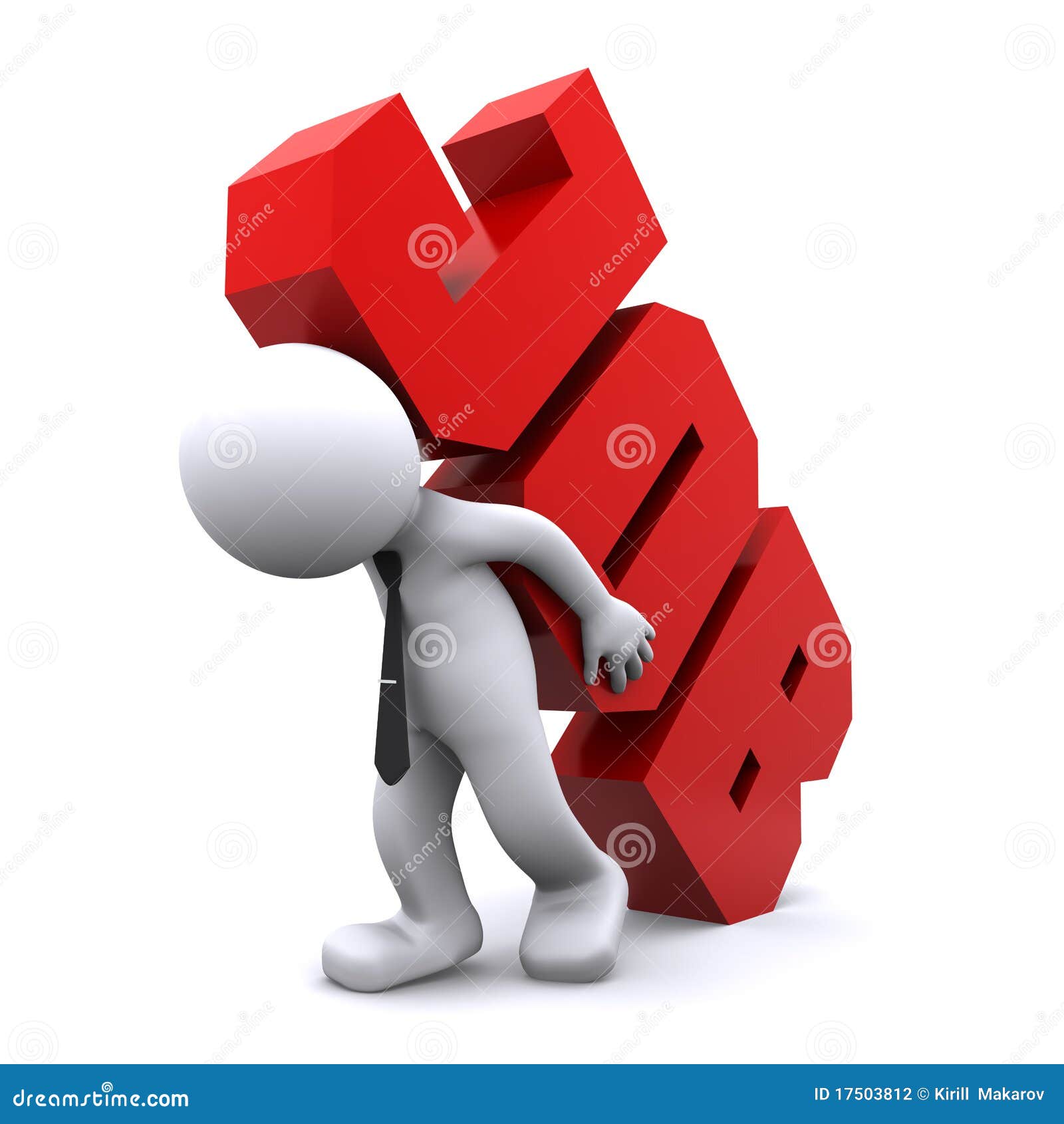 3d Man Carrying Job Sign. Overworking Concept. Stock Photo ...