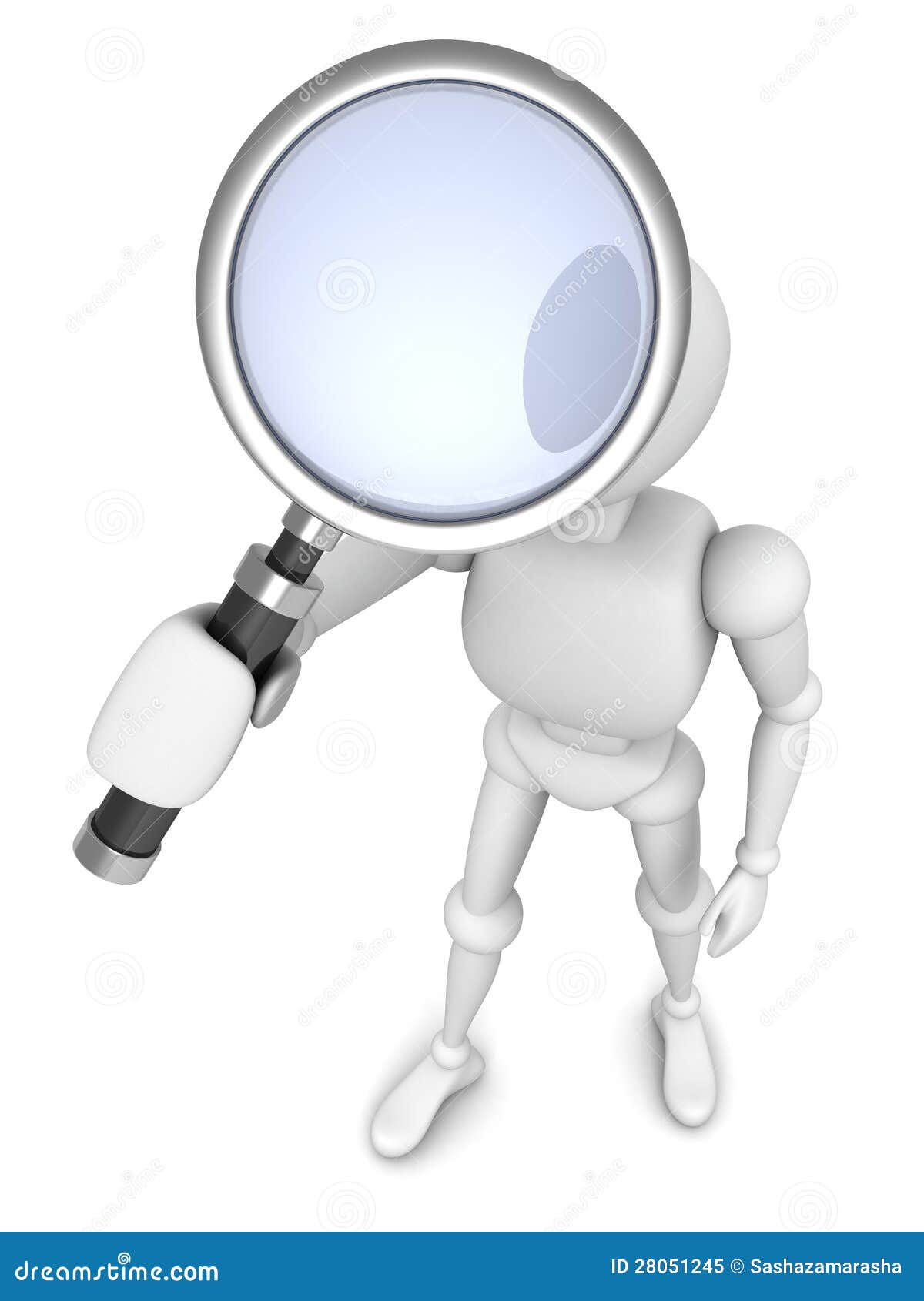 3d Man Character with Magnifying Glass Stock Illustration ...