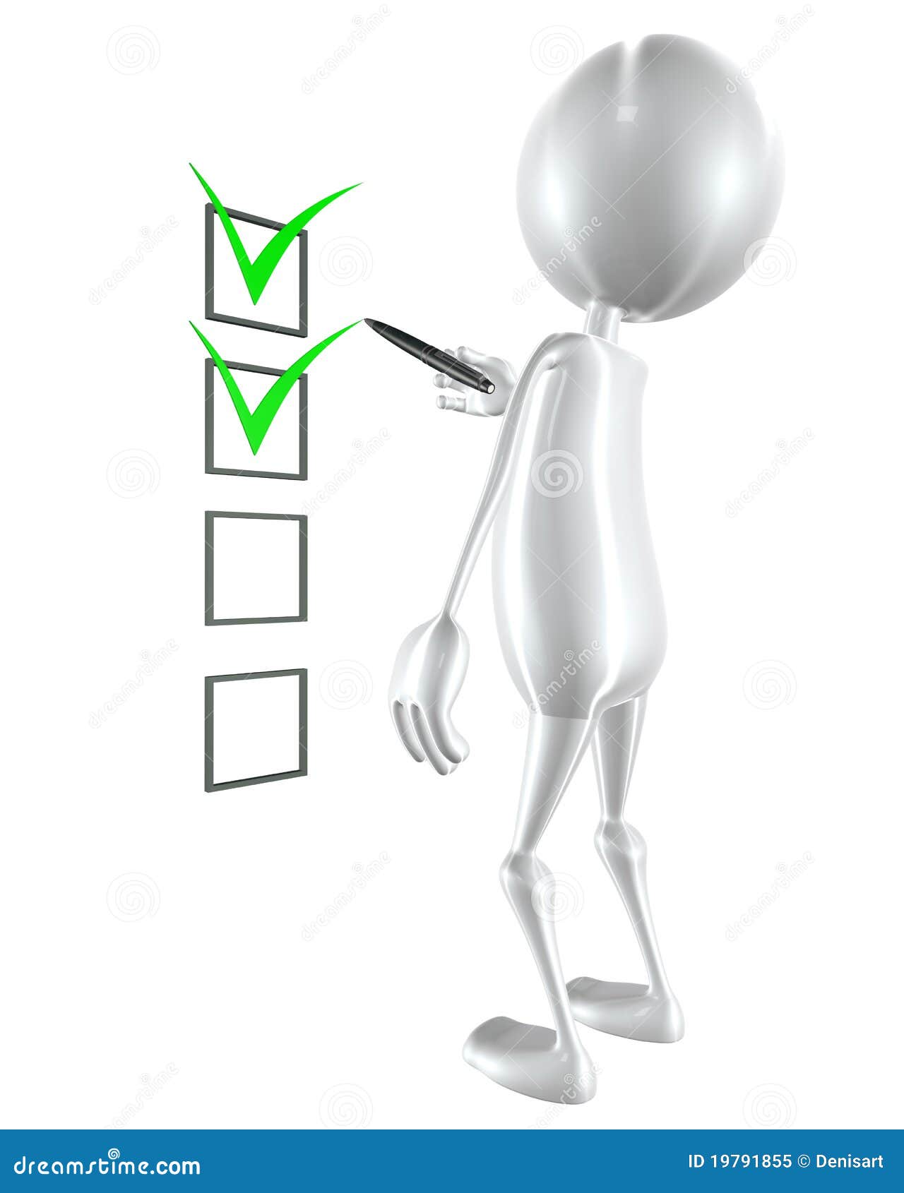 3d man checking a list stock illustration. Illustration of mark - 19791855