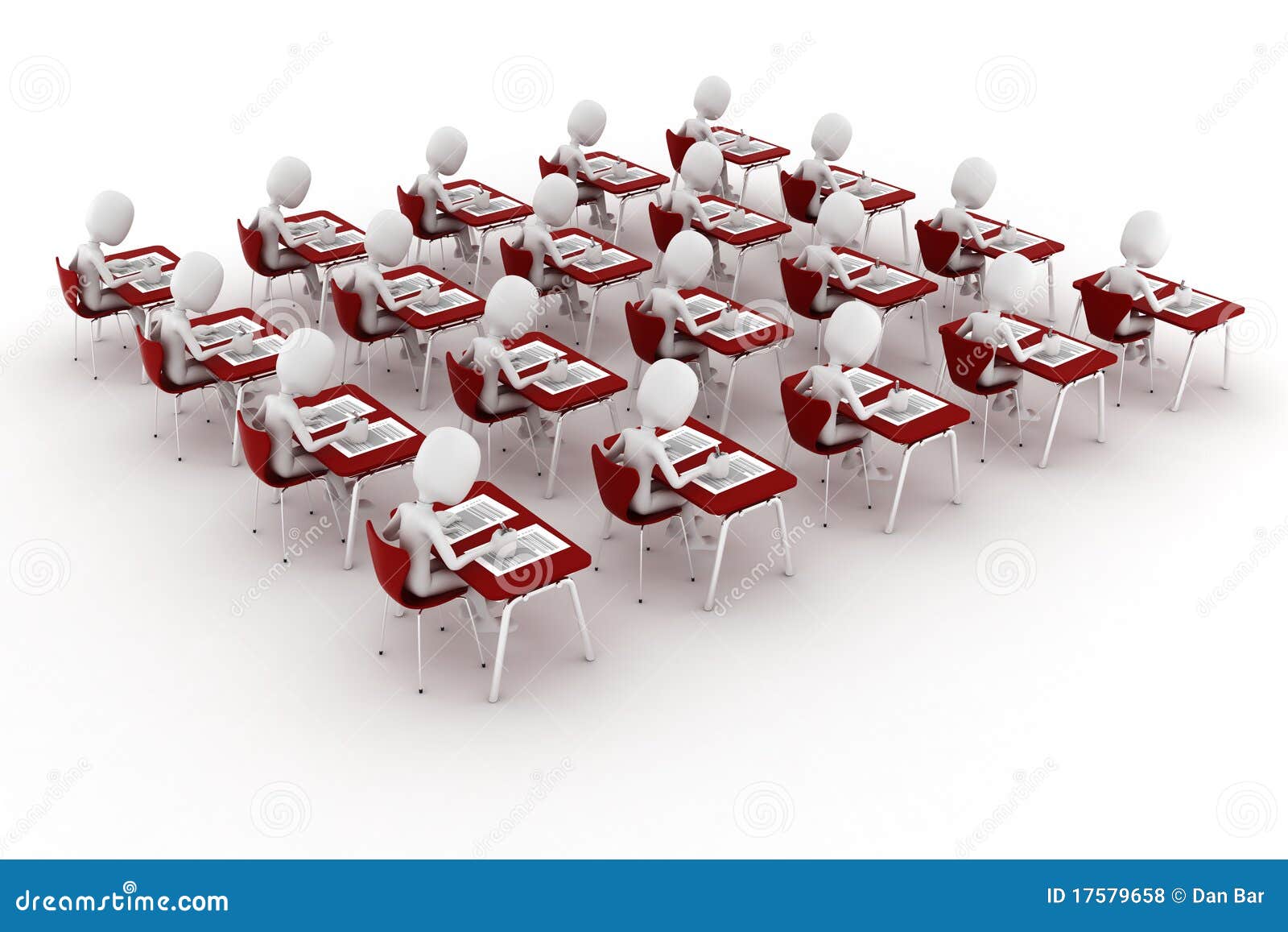 3d Man in Classroom, Exam Test Stock Illustration - Illustration of ...