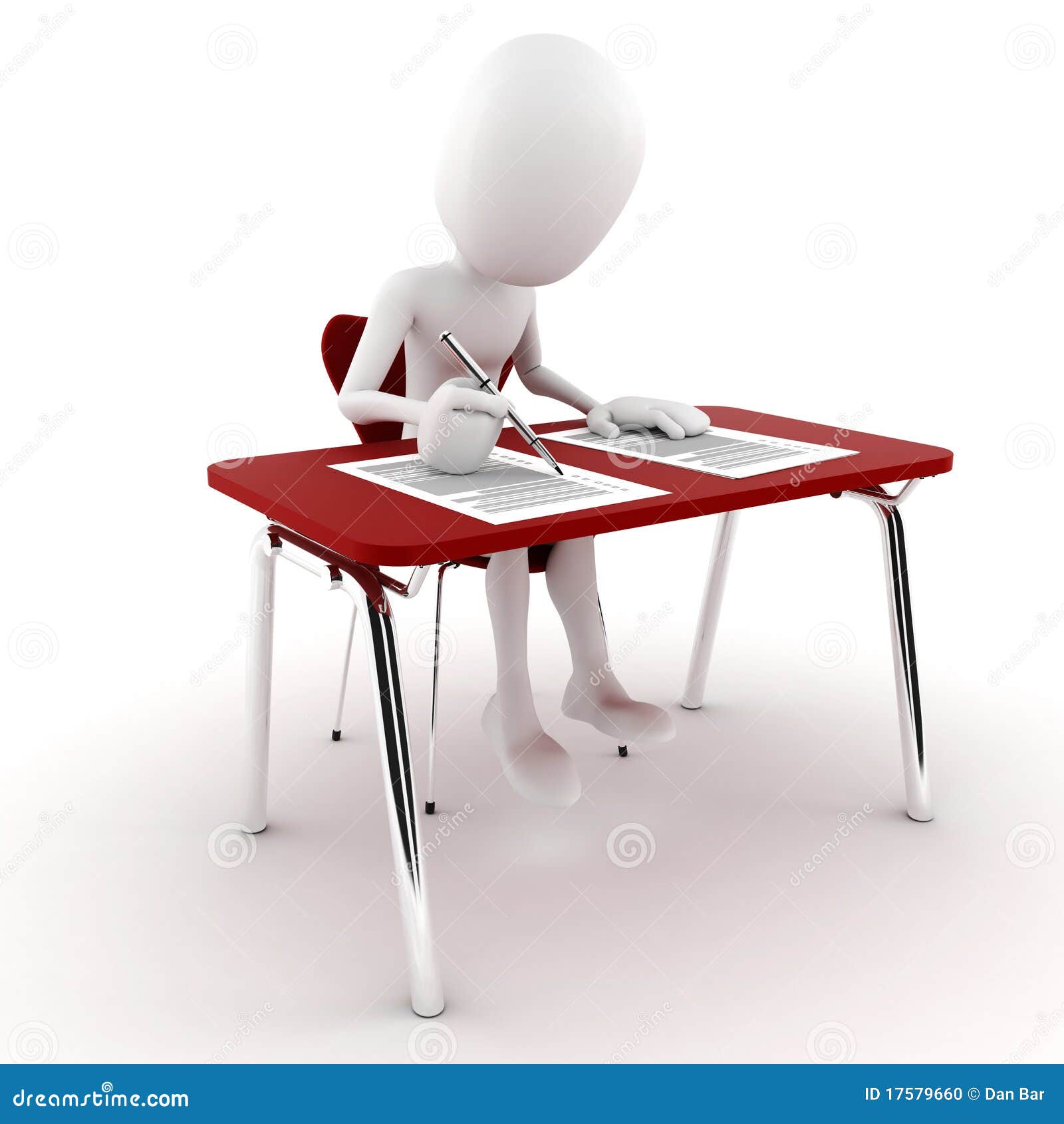 3d Man in Classroom, Exam Test Stock Illustration - Illustration of ...