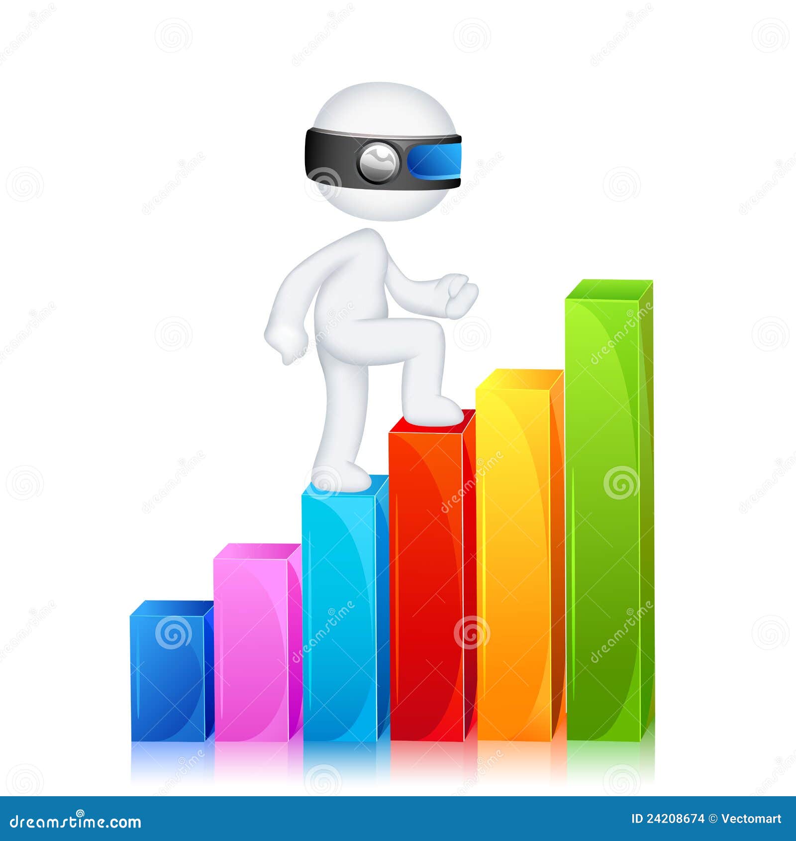 3d Man Climbing Bar Graph Vector Illustration | CartoonDealer.com #24208674