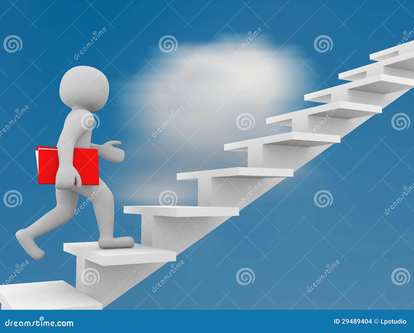 3d Man Climbs the Ladder of Success and a Virtual Career Stock ...