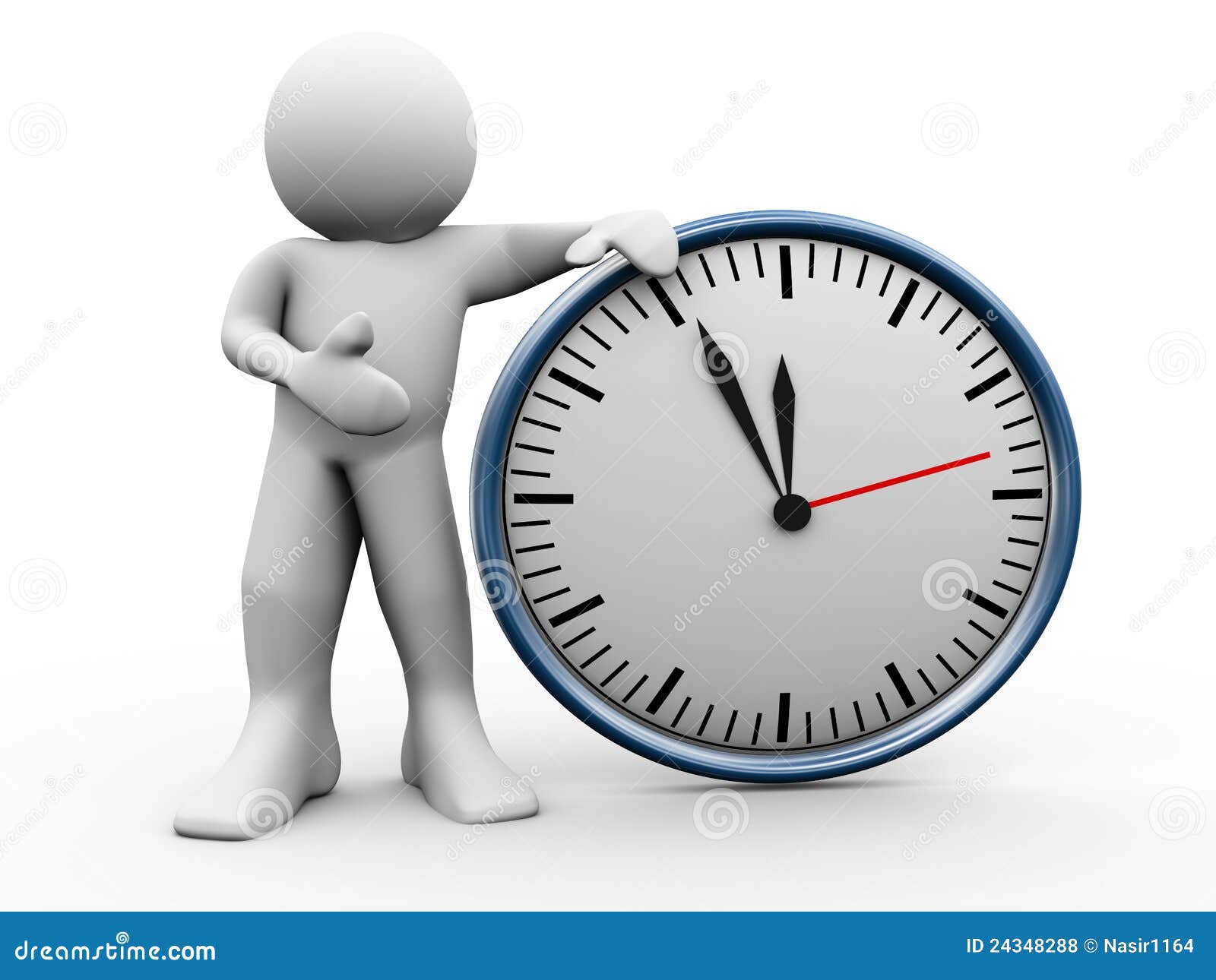 3d man with clock stock illustration. Illustration of event - 24348288