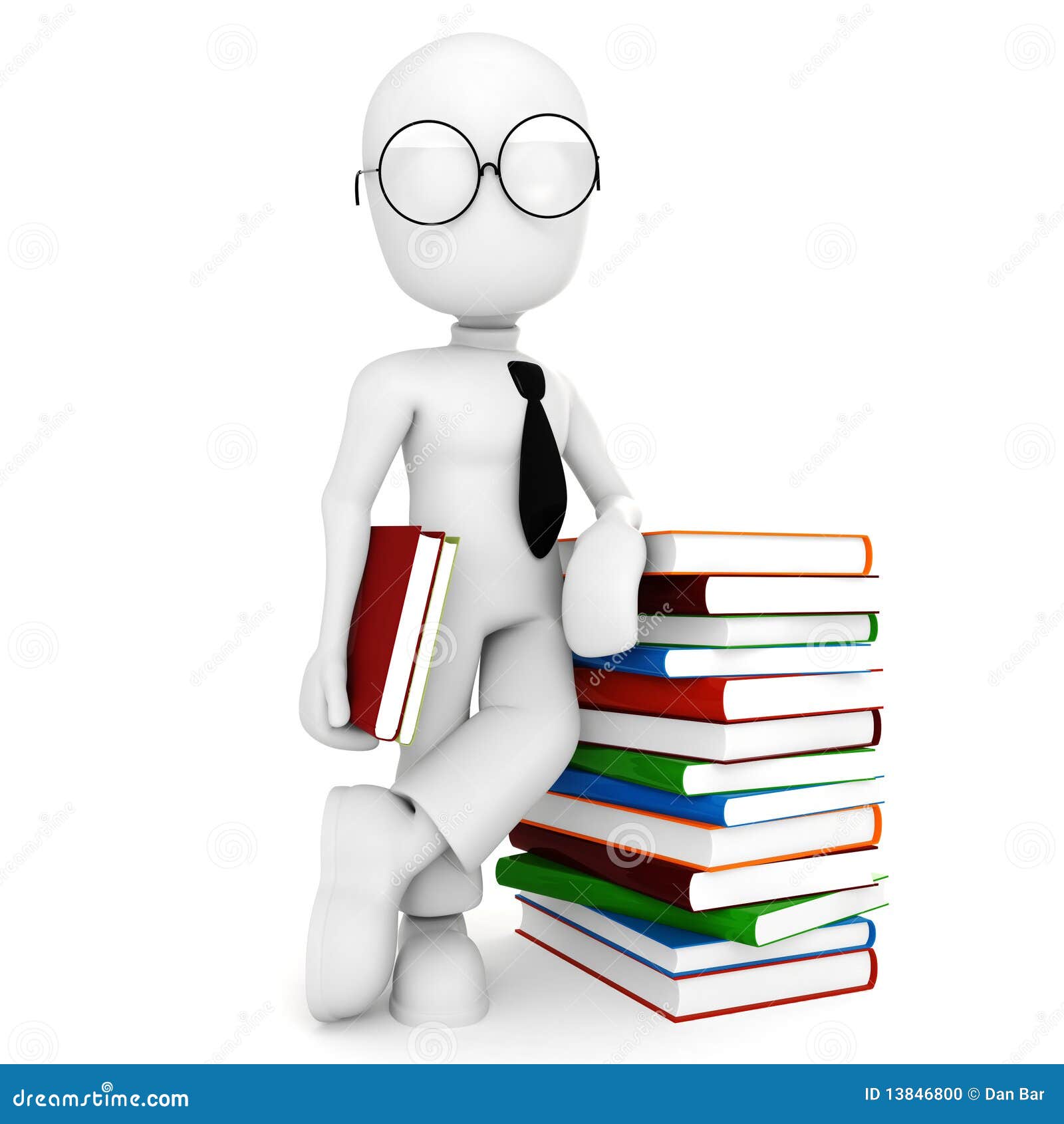 3d man and colorful books stock illustration. Illustration of degree ...