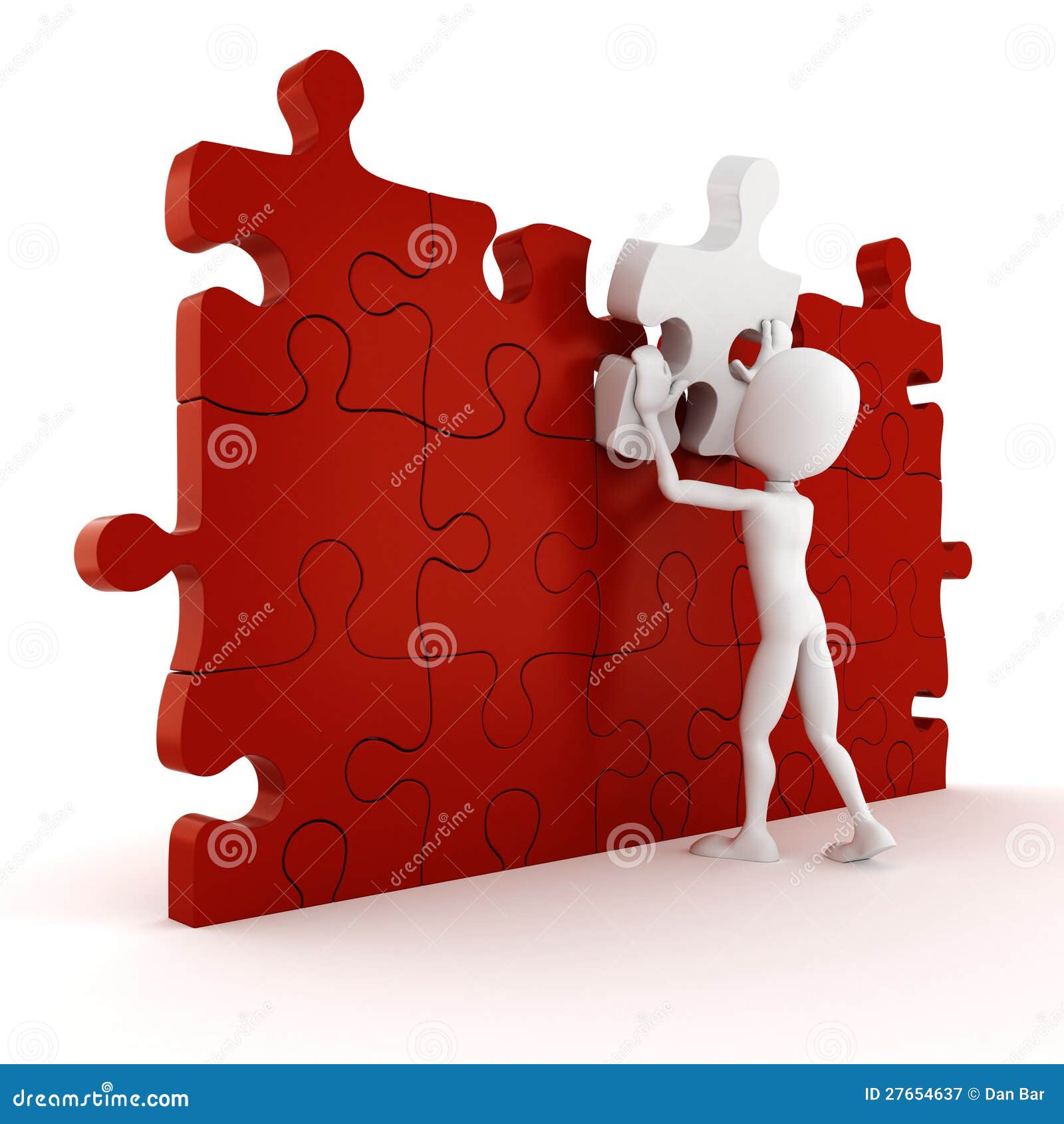 3d man completing a puzzle stock illustration. Illustration of ...