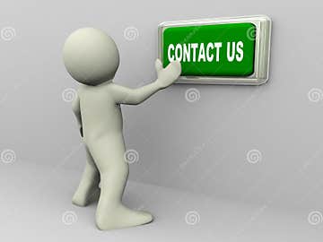 3d Man and Contact Us Button Stock Illustration - Illustration of ...