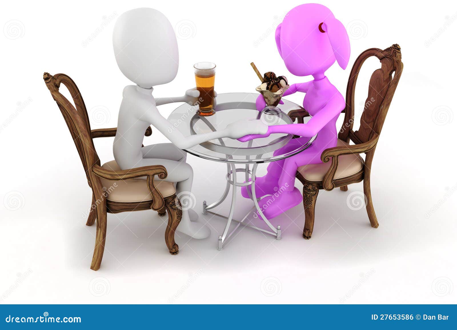 3d Man Couple Restaurant Dinner Stock Illustration - Illustration of ...