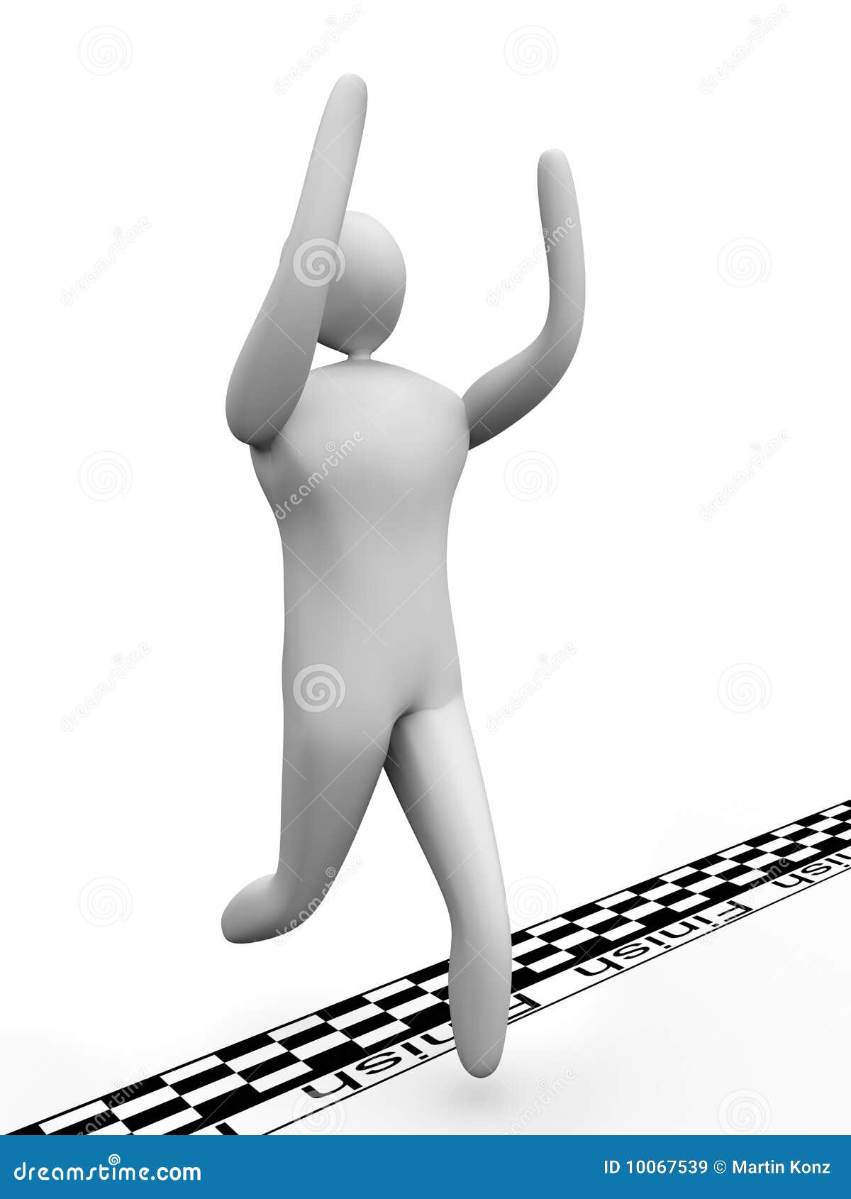 3D Man Crosses the Finish Line and Cheers Stock Illustration ...