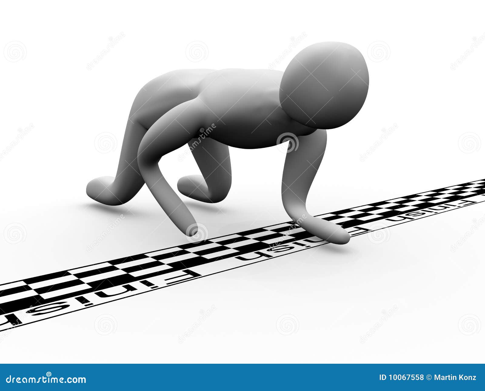 3D Man Crosses the Finish Line Crawling Stock Illustration ...
