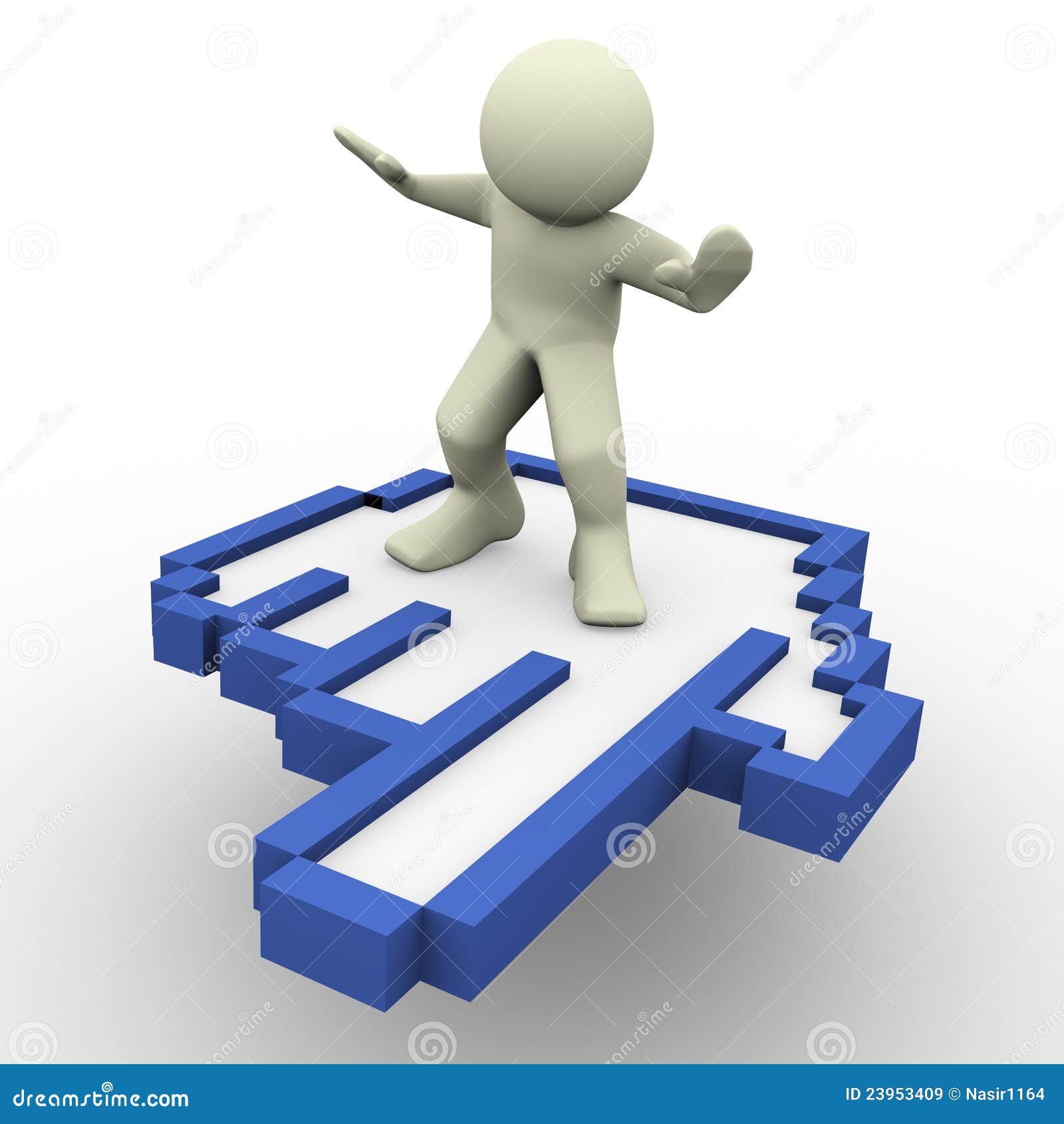 3d man on cursor stock illustration. Illustration of male - 23953409