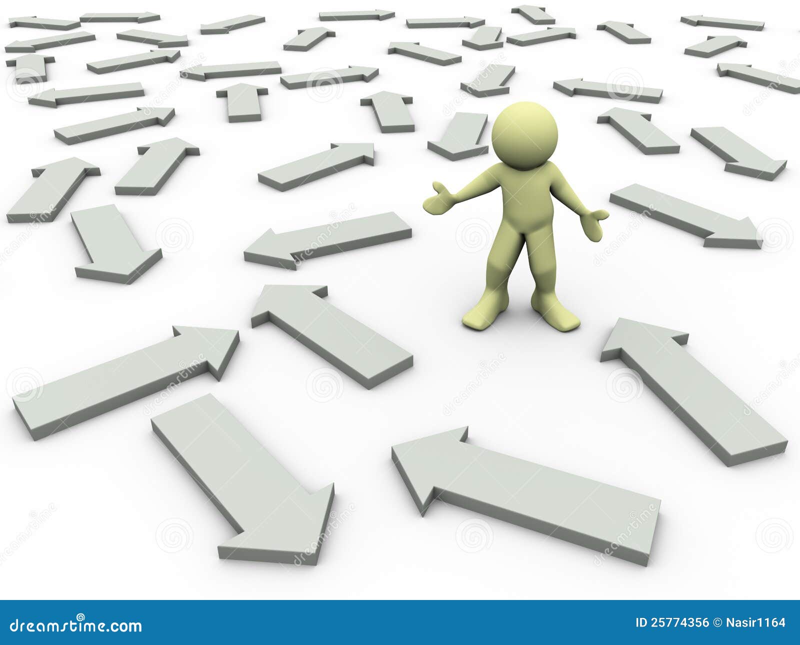 3d Man and Directional Arrows Stock Illustration - Illustration of ...