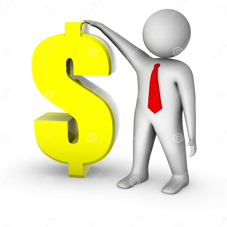 3d man with dollar sign stock illustration. Illustration of idea - 13403053