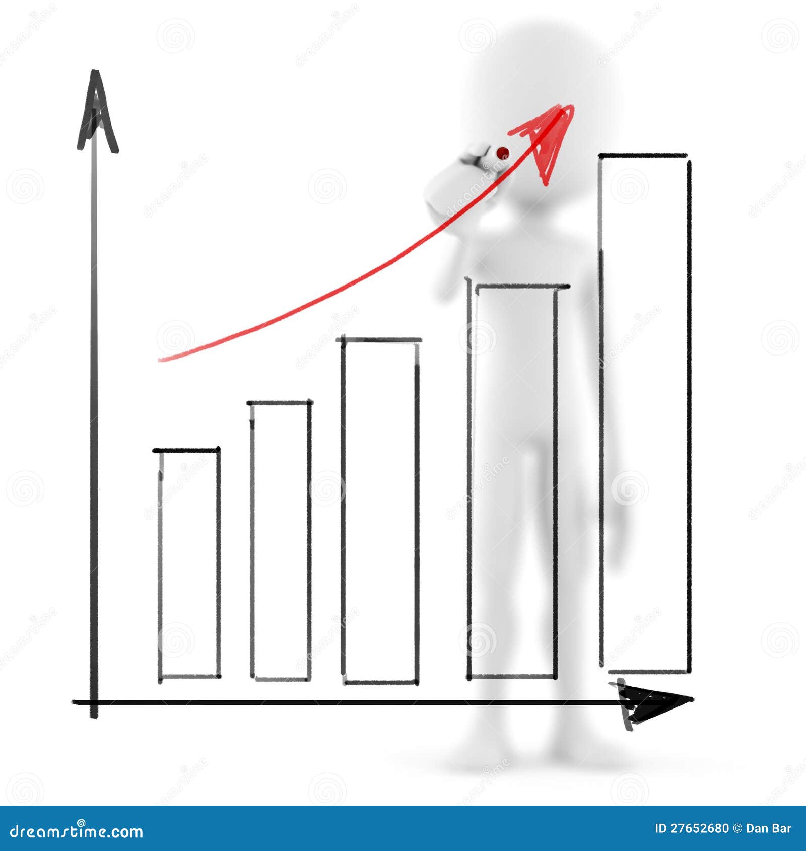 3d man drawing a graph stock illustration. Illustration of competition ...
