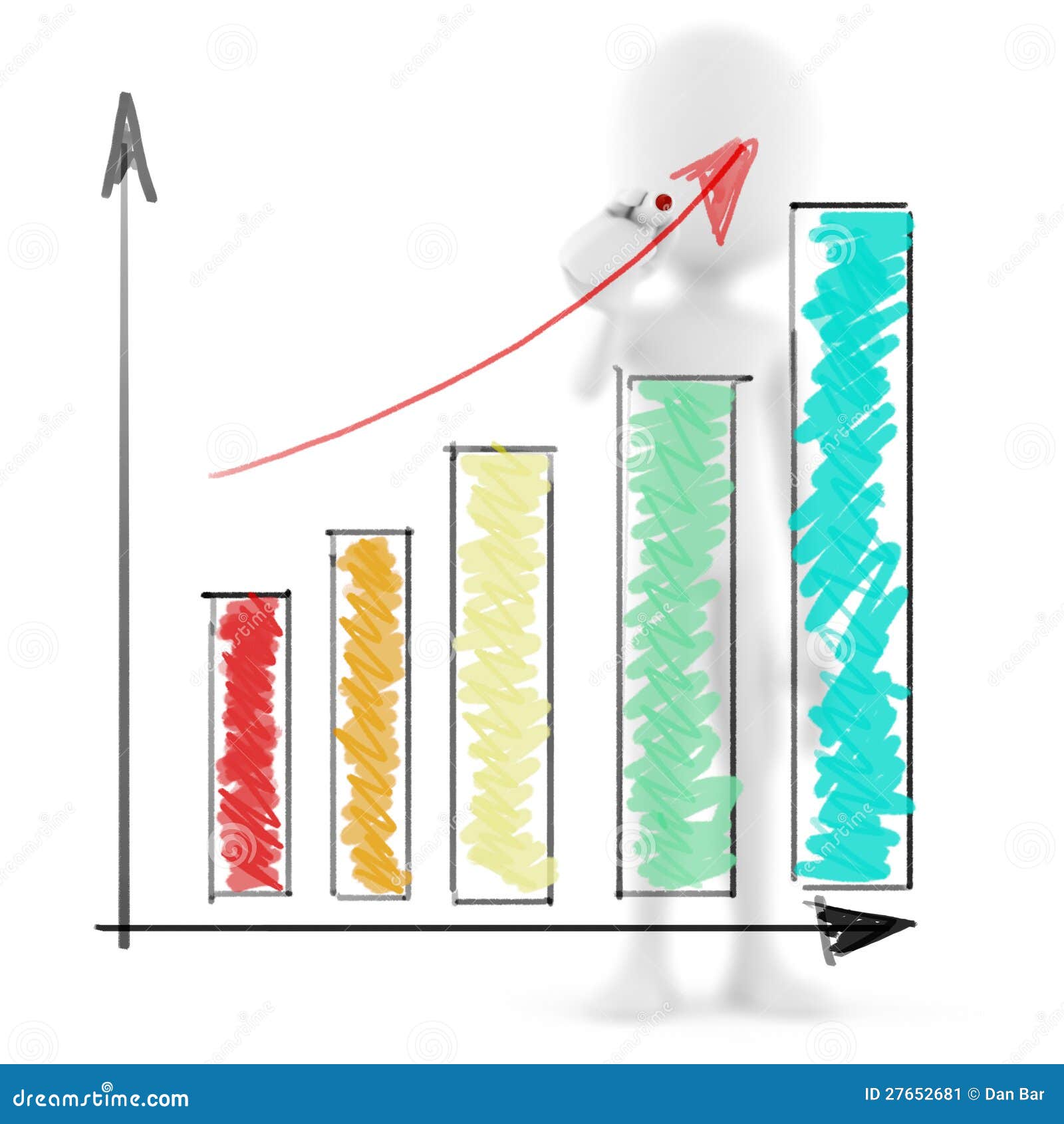3d man drawing a graph stock illustration. Illustration of idea - 27652681