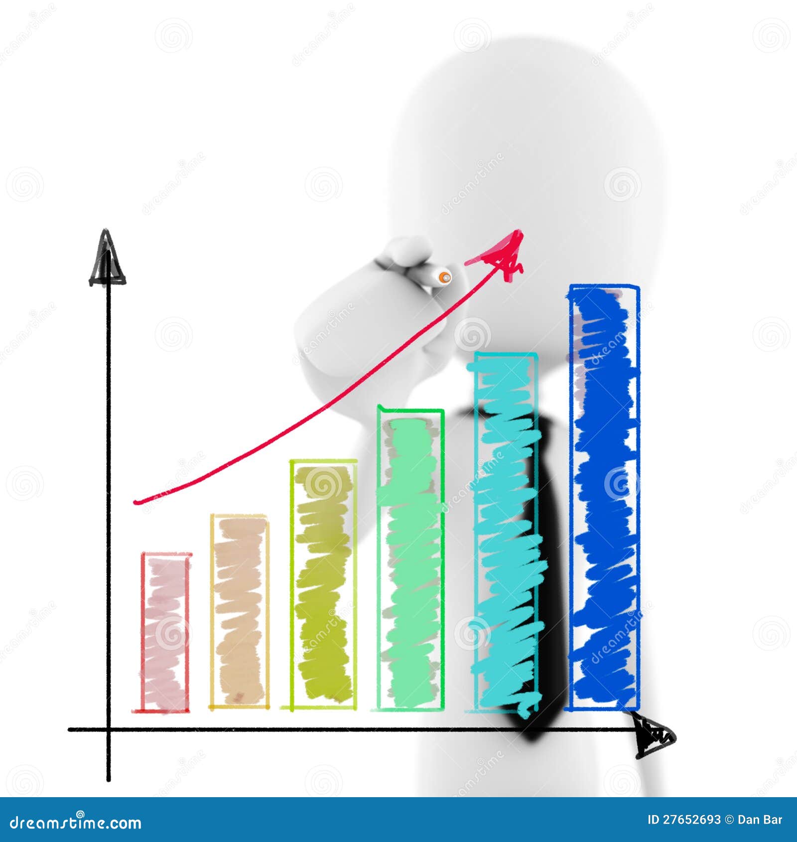 3d man drawing a graph stock illustration. Illustration of graphic ...