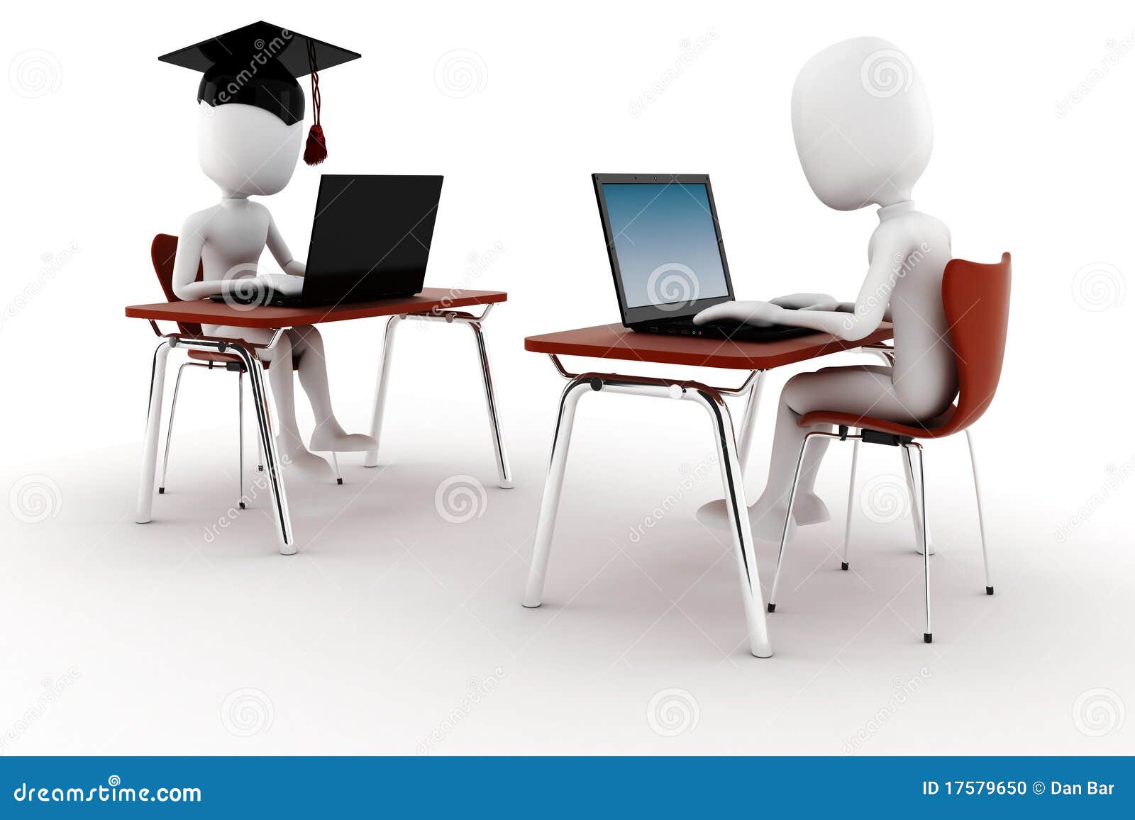 3d Man E-learningm Isolated on White Stock Illustration - Illustration ...