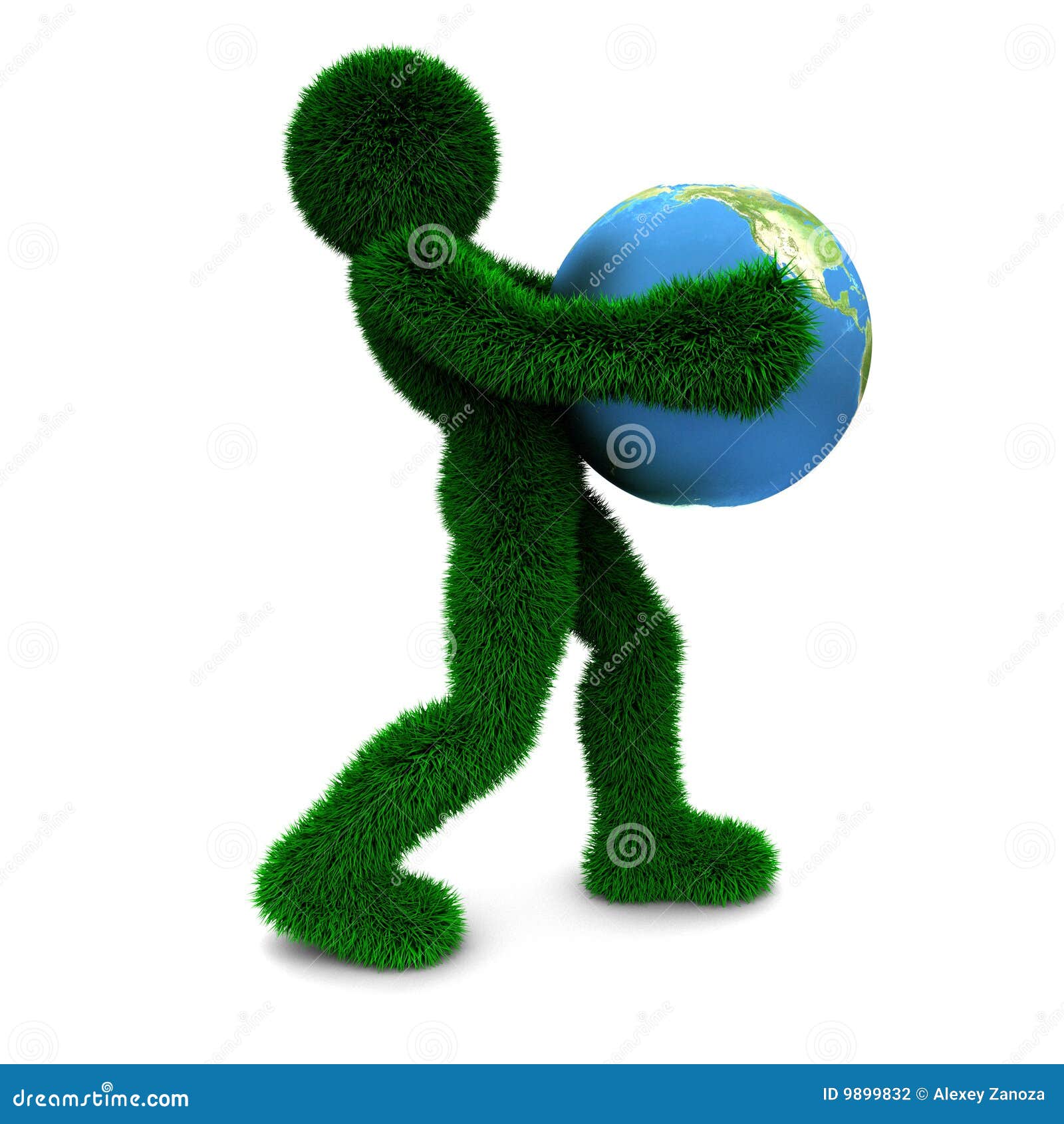 3D Man and Earth Isolated on White. Stock Illustration - Illustration ...