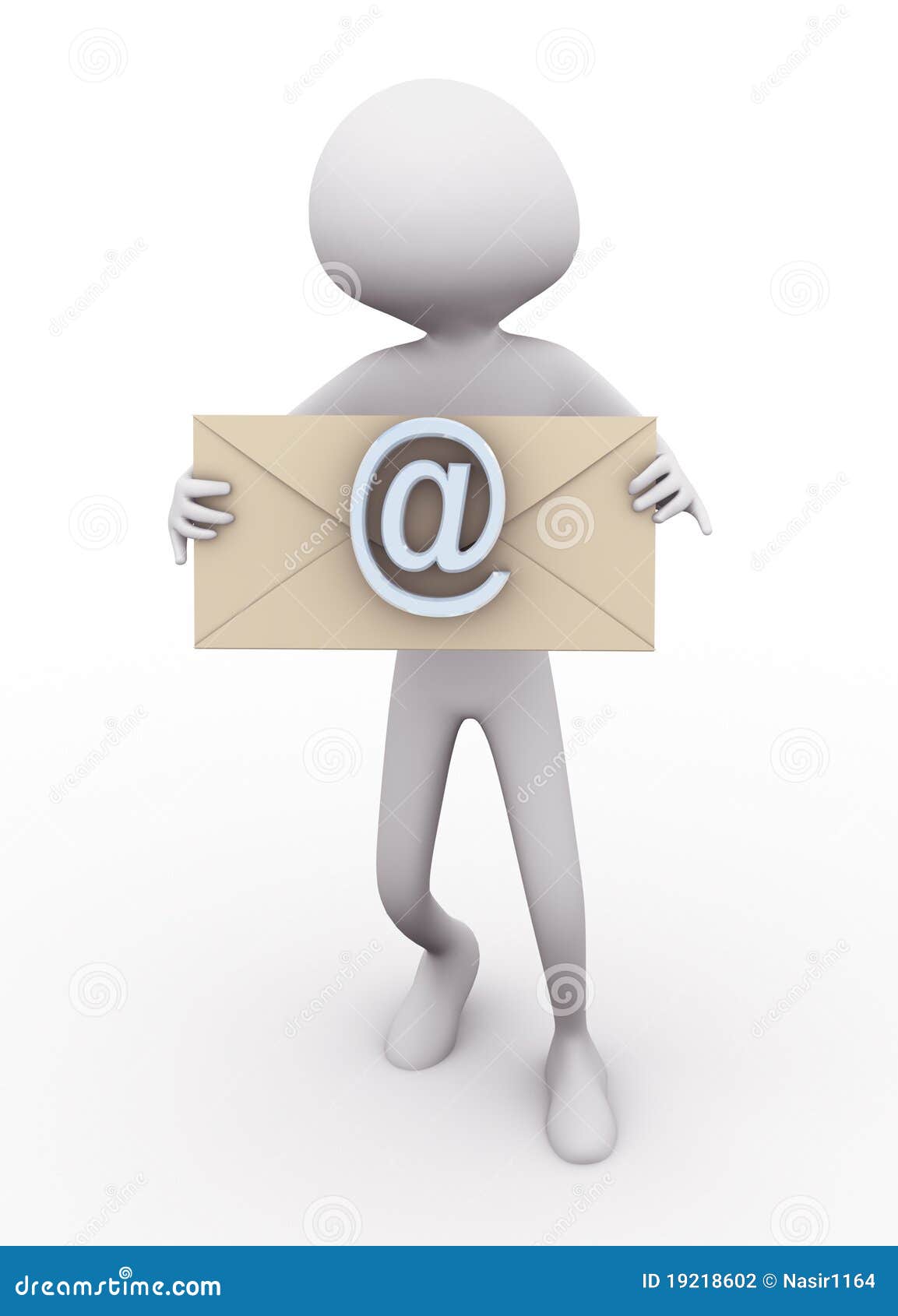 3d man with email envelope stock illustration. Illustration of internet ...