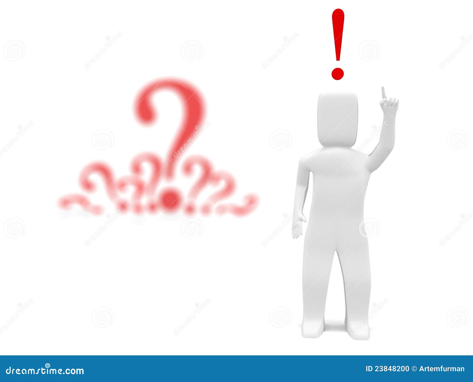 3D Man with Exclamation Mark Stock Illustration - Illustration of ...