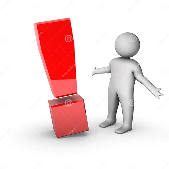 3d Man with Exclamation Sign Stock Illustration - Illustration of ...