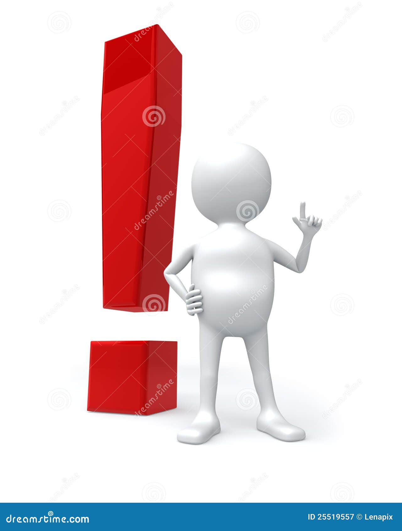 3D Man with Exclamation Sign Stock Illustration - Illustration of ...