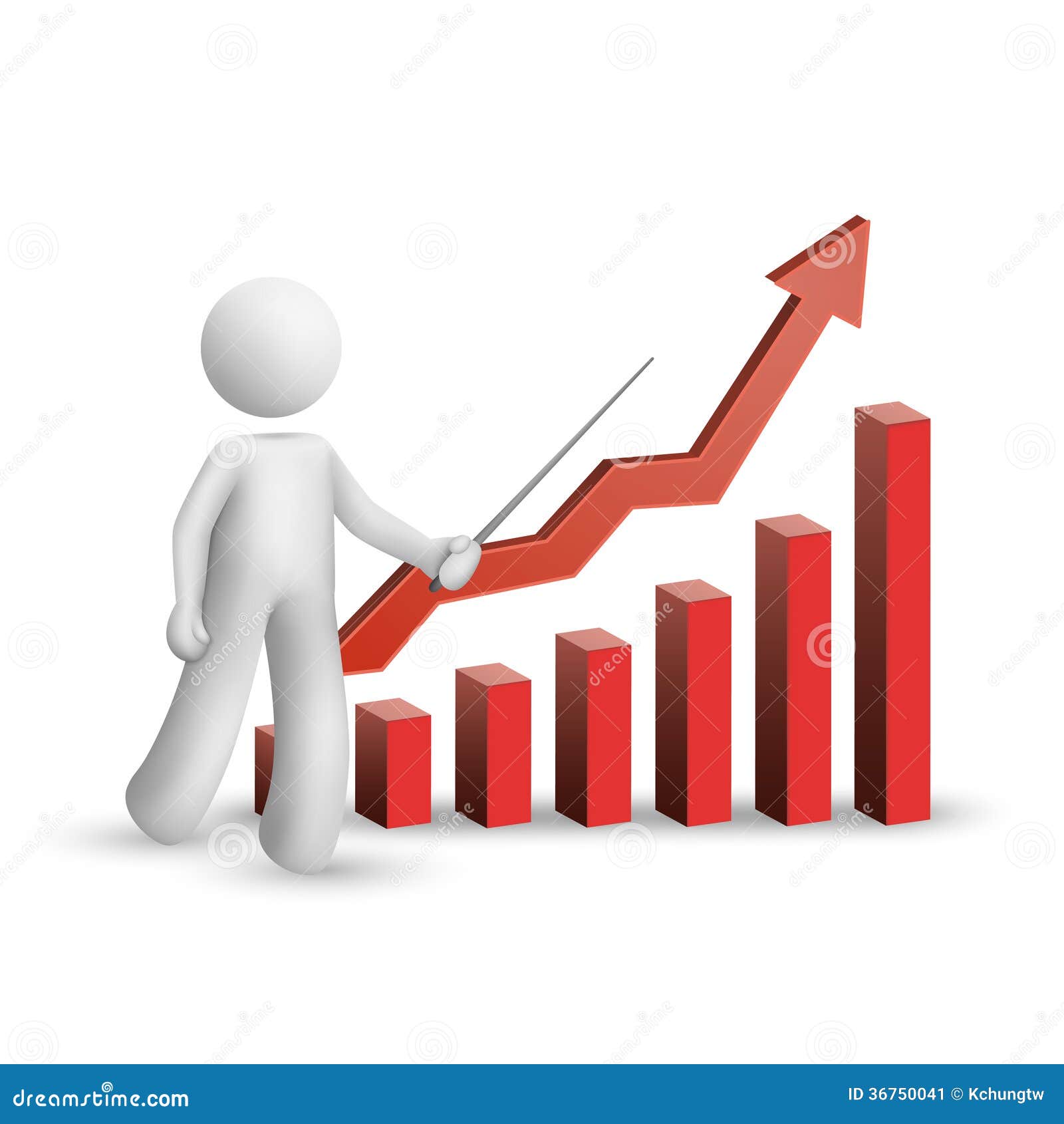 3d Man is Explaining the Bar Chart Stock Vector - Illustration of money ...