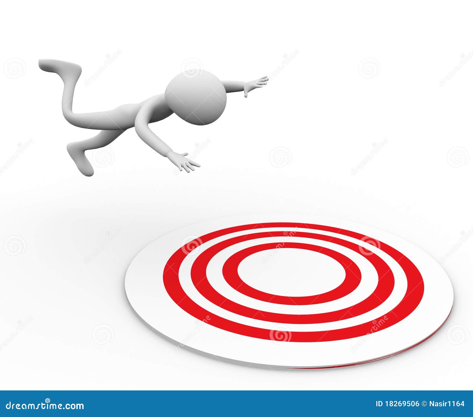 3d man falling on target stock illustration. Illustration of target ...