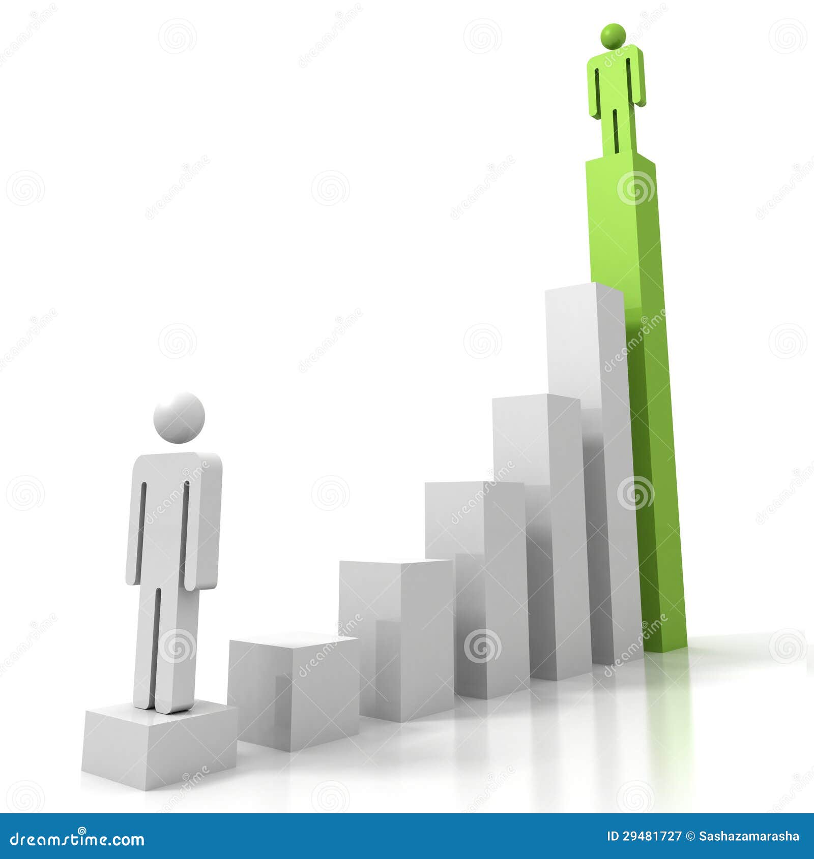 3d Man Figures on Success Carreer Bar Chart Stock Illustration ...