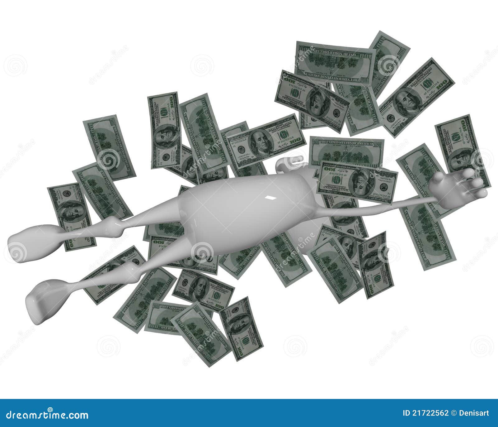 3D man floating in money stock illustration. Illustration of crisis ...