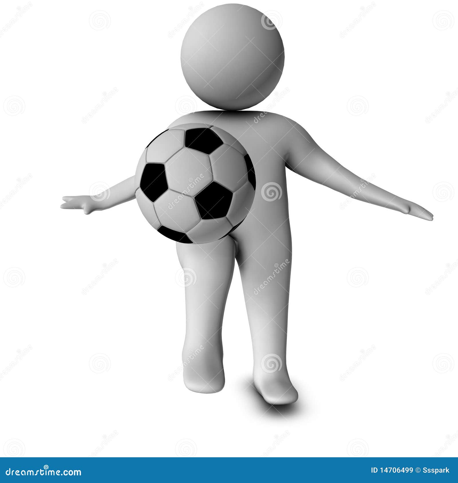 3D man with a football stock illustration. Illustration of figure ...