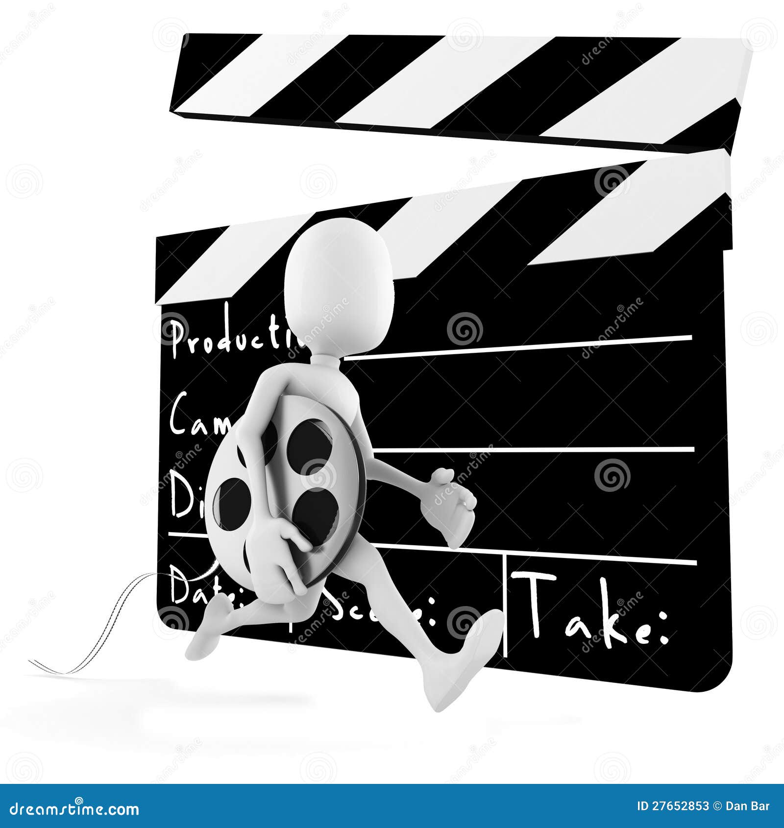 3d Man in Front of a Movie Clipper Stock Illustration - Illustration of ...