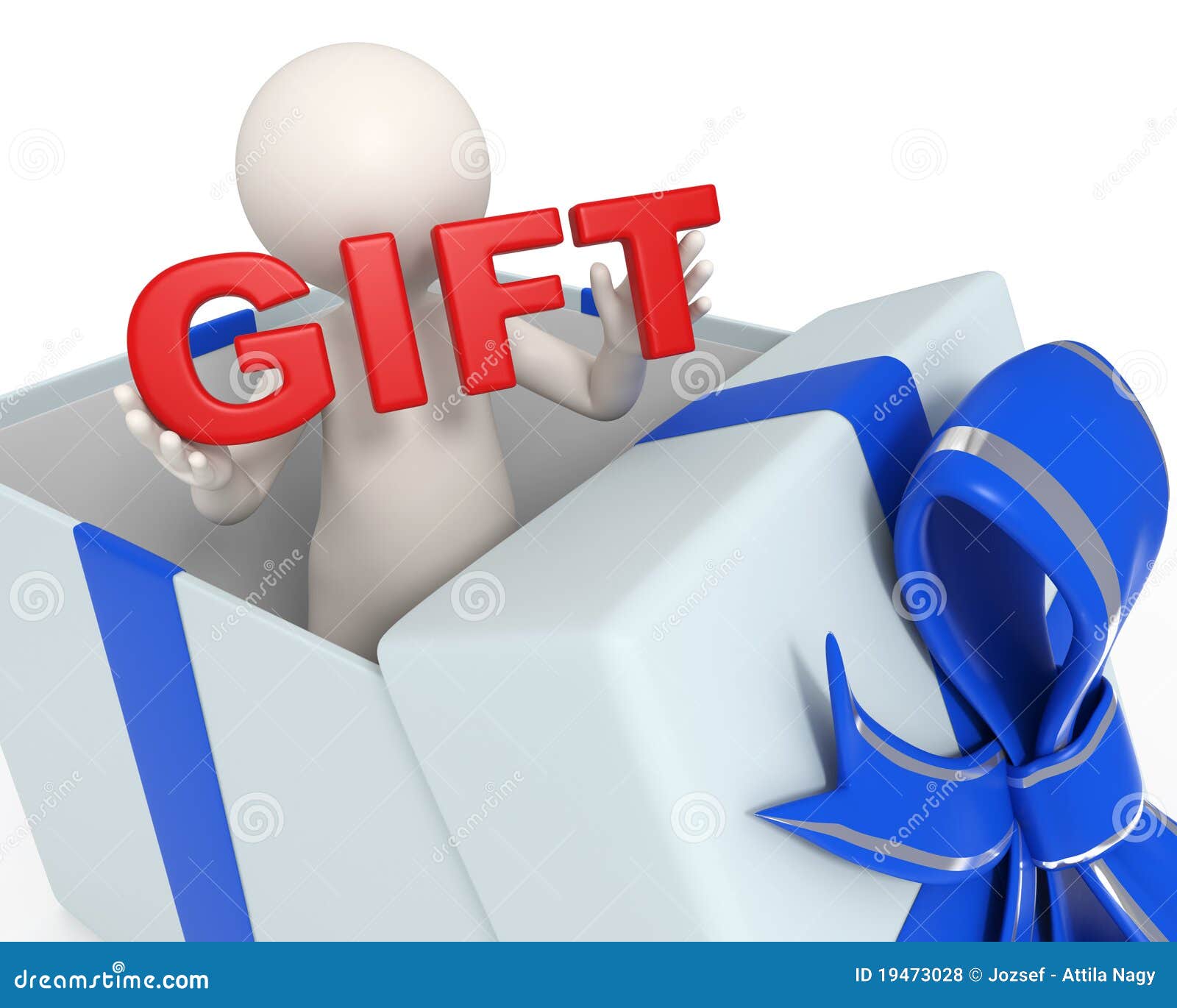 3d Man in a Gift Box - Red Gift Text Stock Illustration - Illustration ...