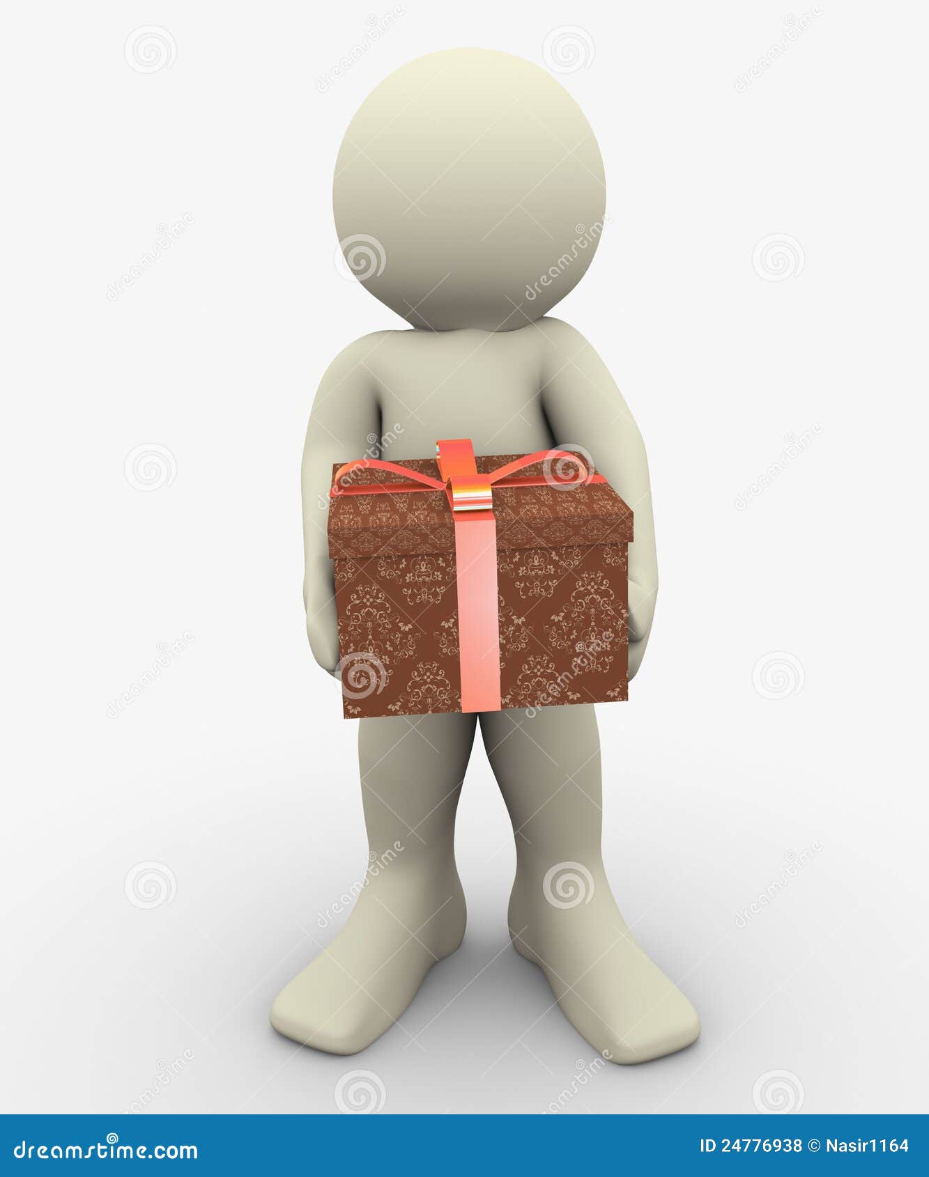 3d man with giftbox stock illustration. Illustration of christmas ...