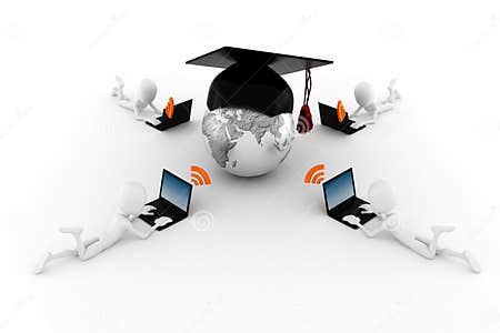 3d man, global e-learning stock illustration. Illustration of concept ...