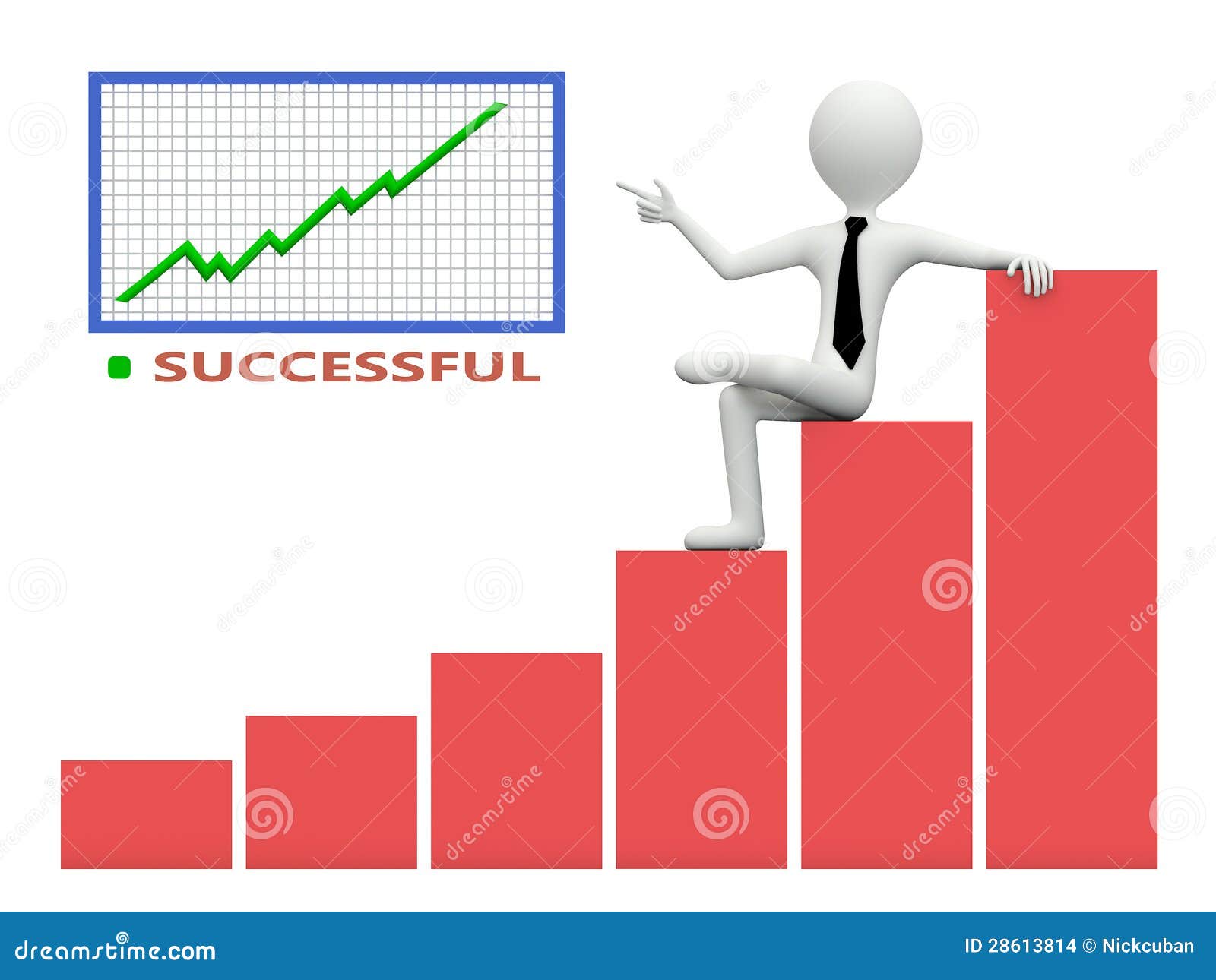 3d man with graph stock illustration. Illustration of advance - 28613814