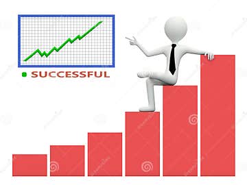 3d man with graph stock illustration. Illustration of advance - 28613814